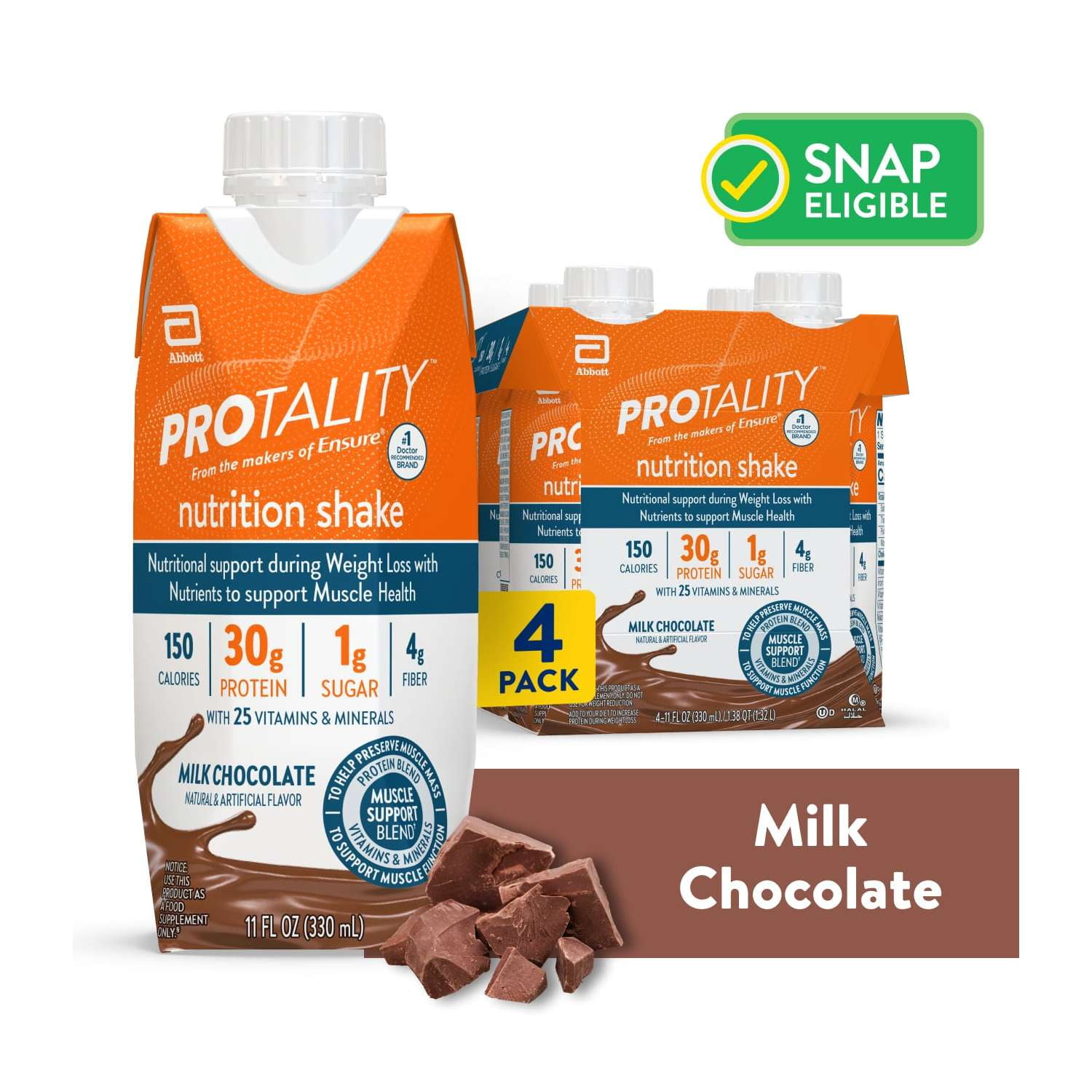 PROTALITY Protein Nutrition Shake I Milk Chocolate I 4 Pack - Walmart ...