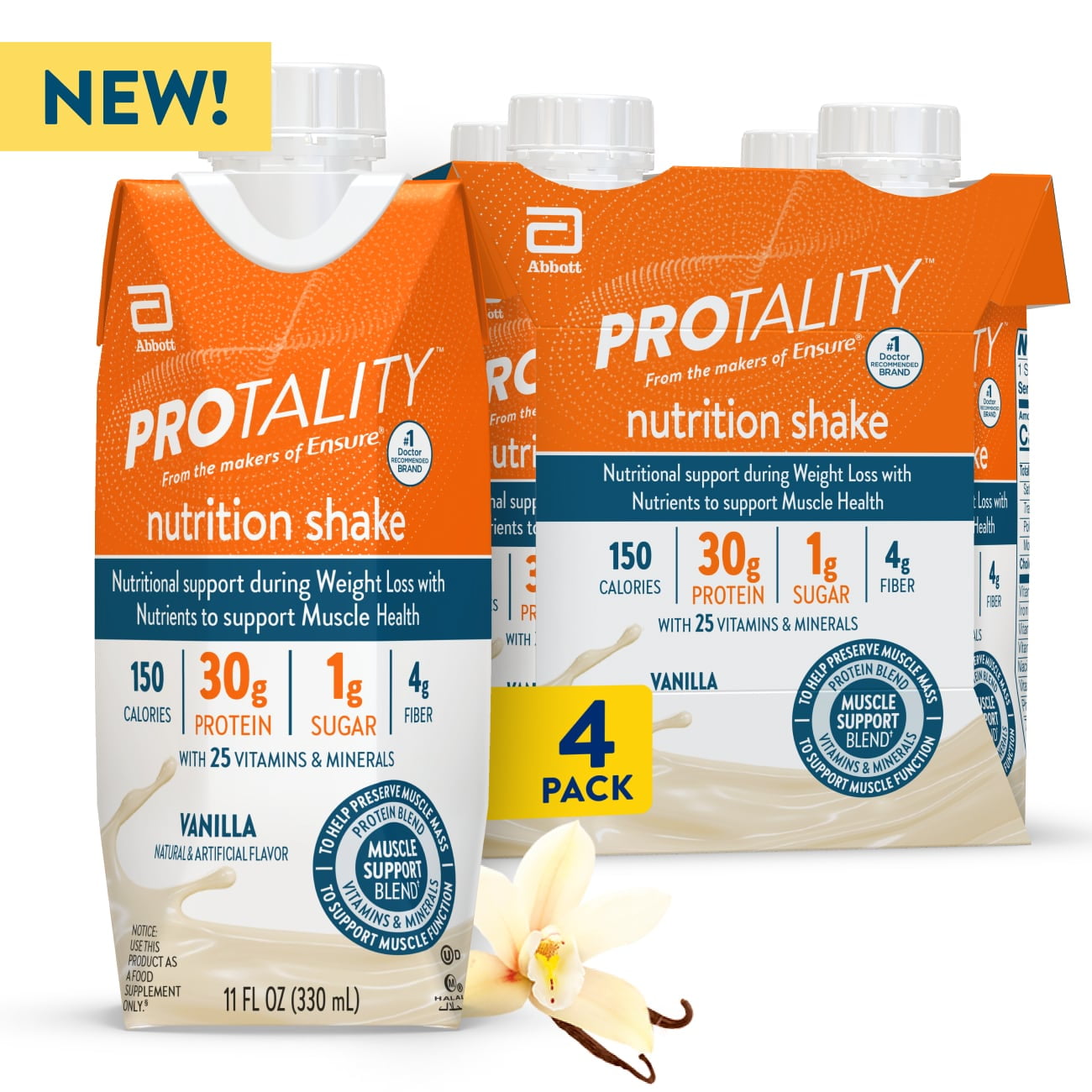PROTALITY Protein Vanilla Nutrition Shake I 4 Pack - Walmart.com
