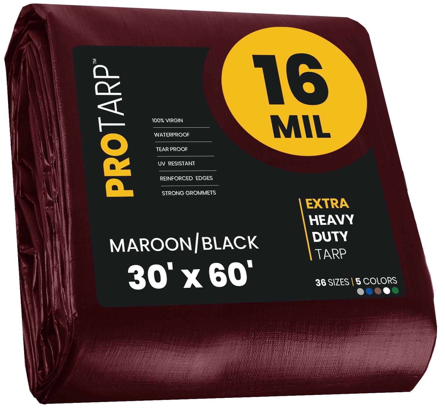 PROTARP Extra Heavy Duty 16 Mil Tarp, Maroon/Black 30′ X 60′ - Walmart.com