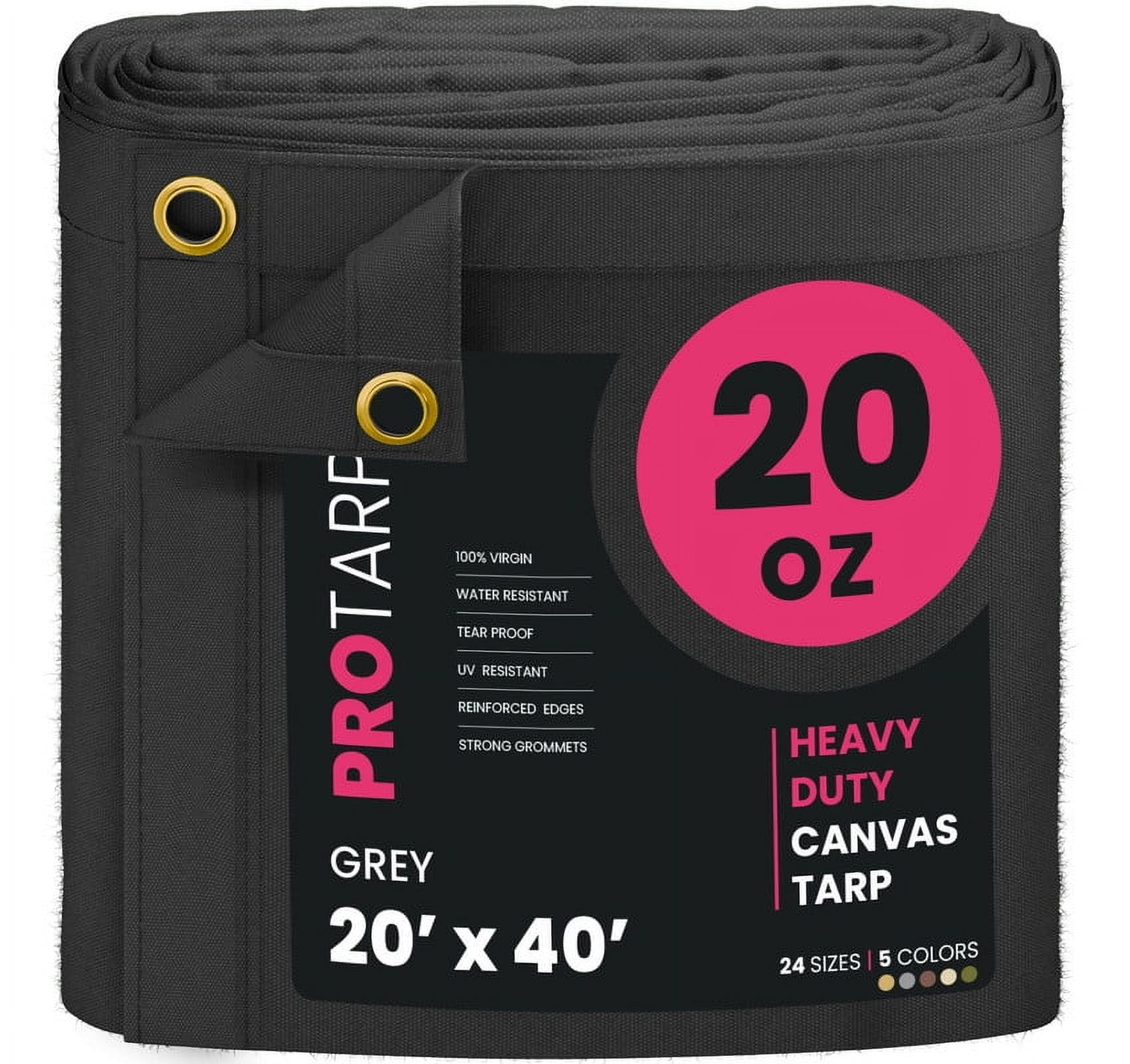 PROTARP Extreme Heavy Duty WaterProof Canvas Tarp 20 oz, UV Resistant ...