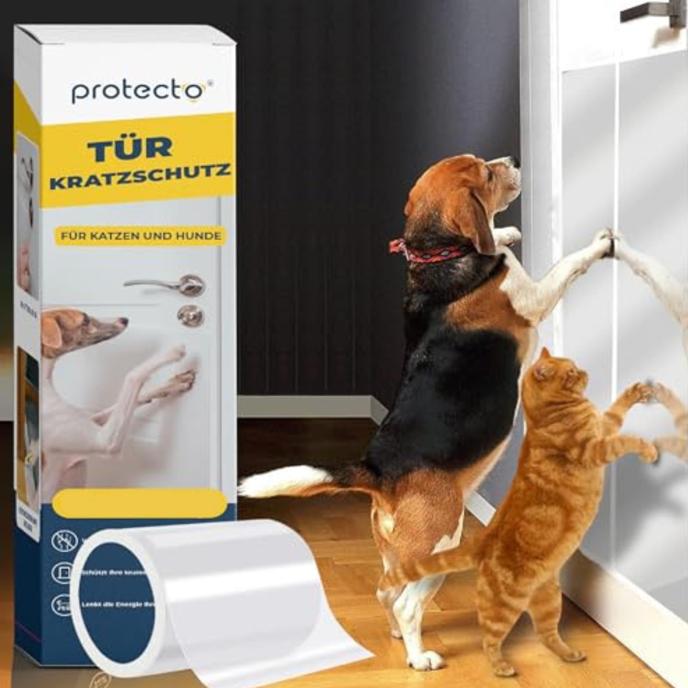 PROTECTO® Cat & Dog Scratch Door Protector with Utility 60" x 8" Clear ...