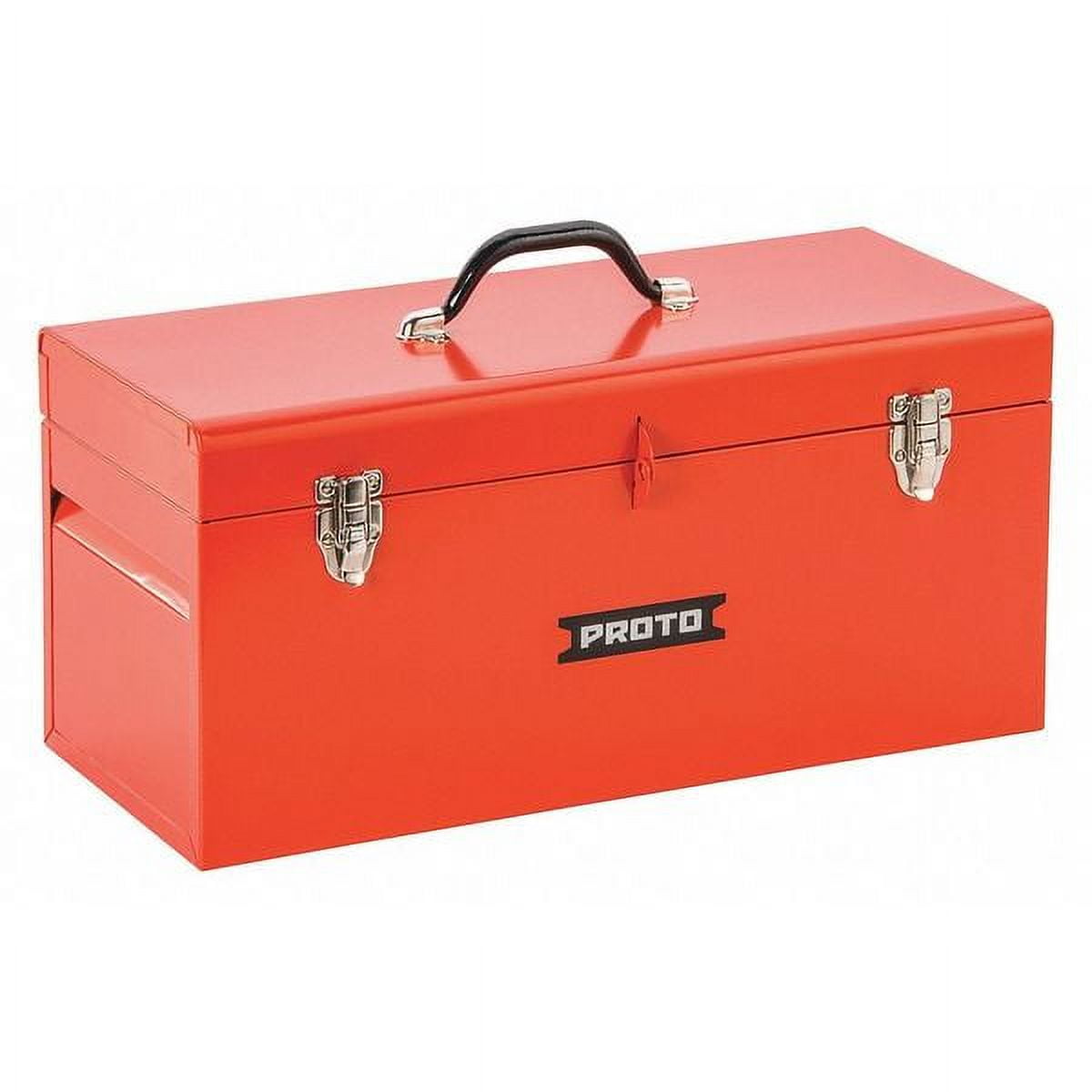 PROTO 20"W Steel, Safety Red Portable Tool Box, Powder Coated, 9-1/2"H ...