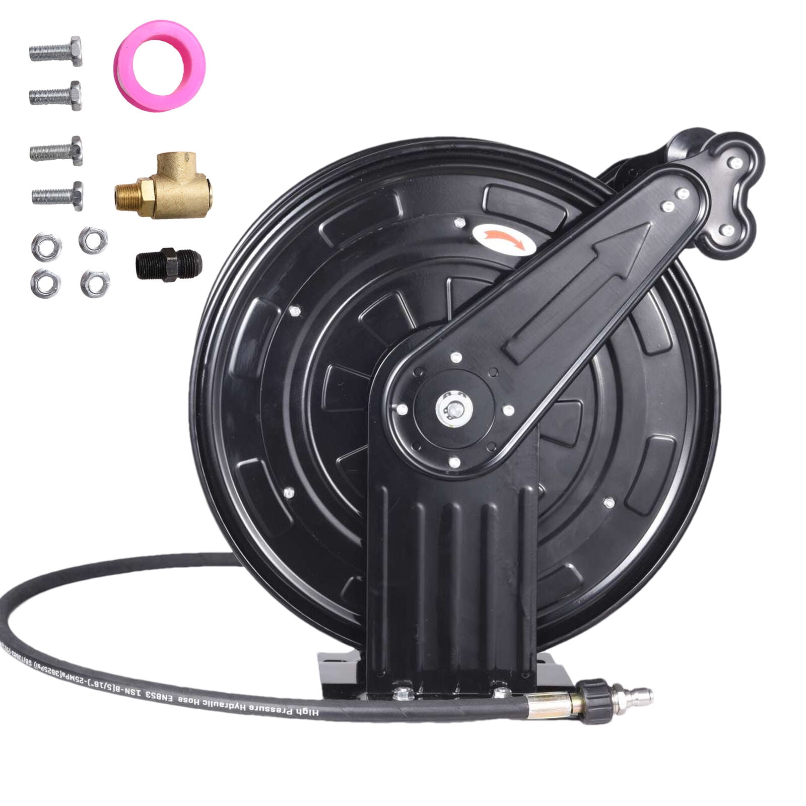 PROV Pressure Washer Hose Reel 50 FT with Swivel Arm 3/8" NPT Outlet ...