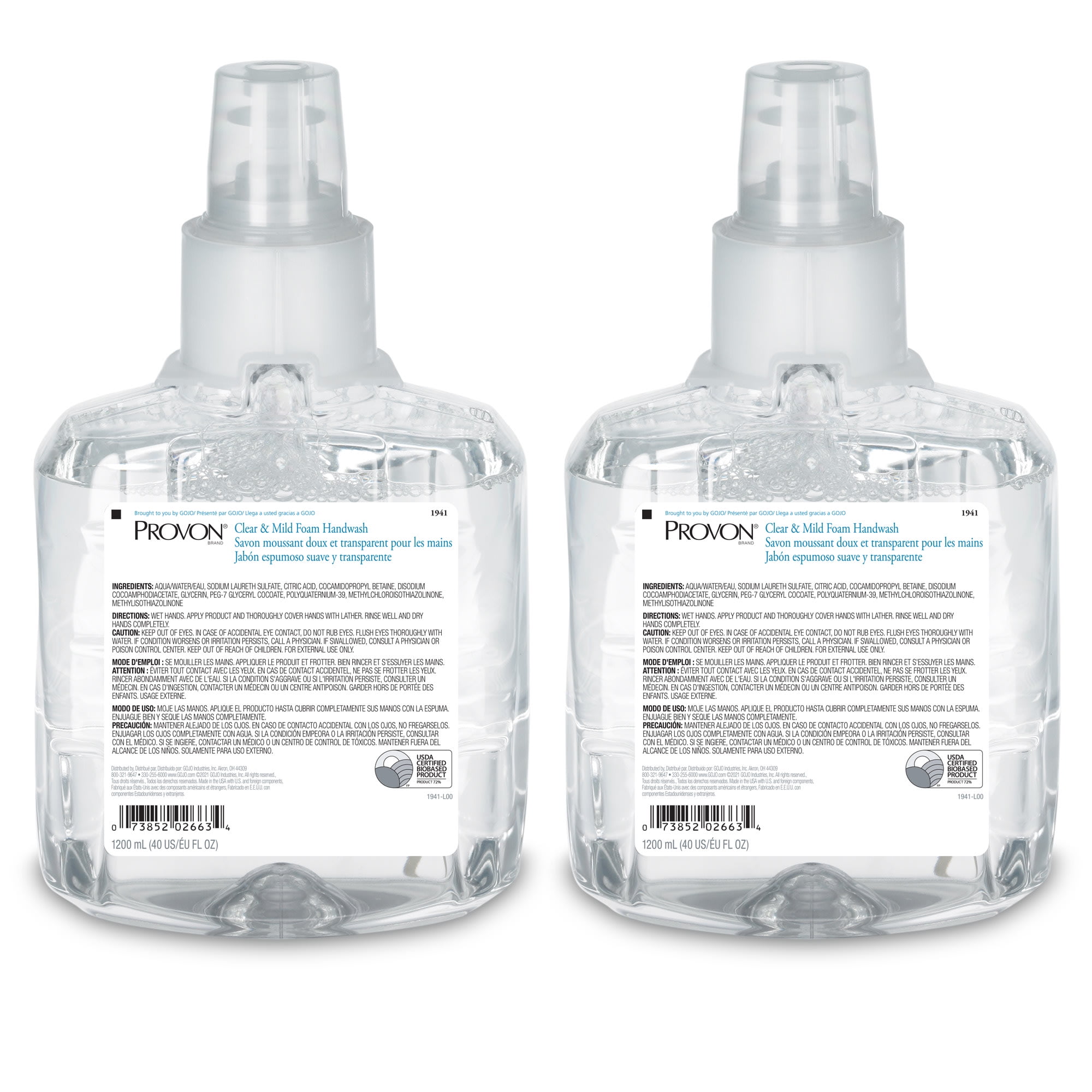PROVON 1941-02 1,200 mL Clear and Mild Foam Hand Wash Refill ...