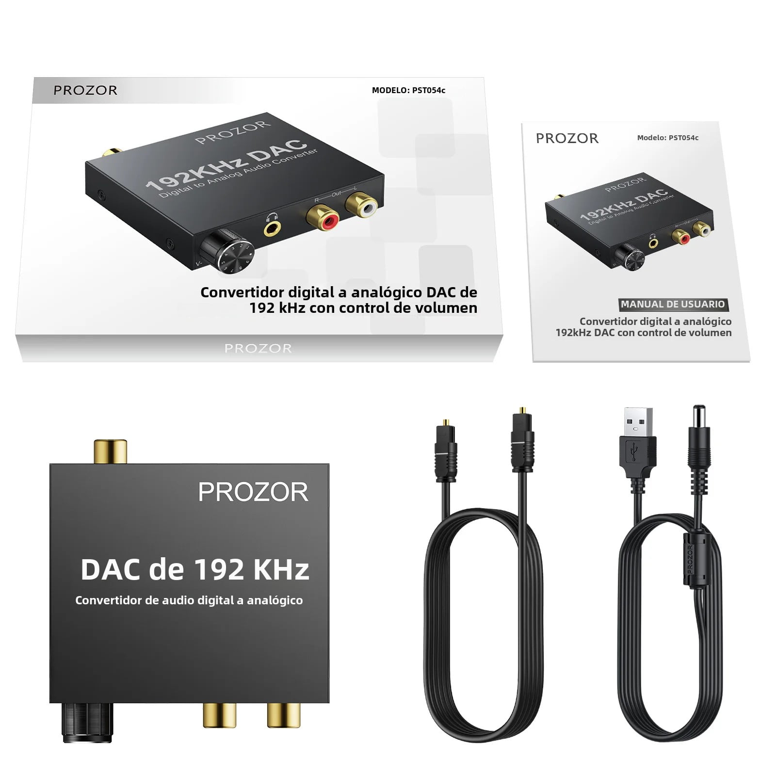 PROZOR 192kHz Digital to Analog Converter DAC with Volume Control, 3 ...