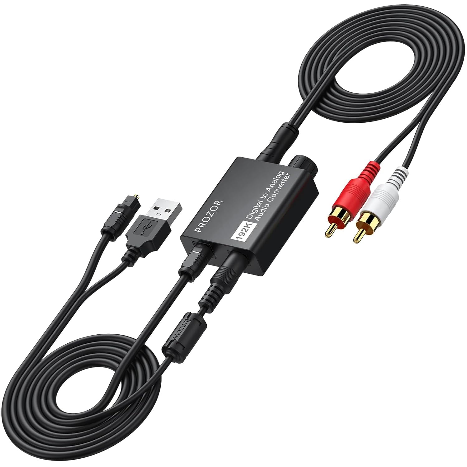 PROZOR 192kHz Optical to 3.5mm RCA DAC Converter with Volume Control ...