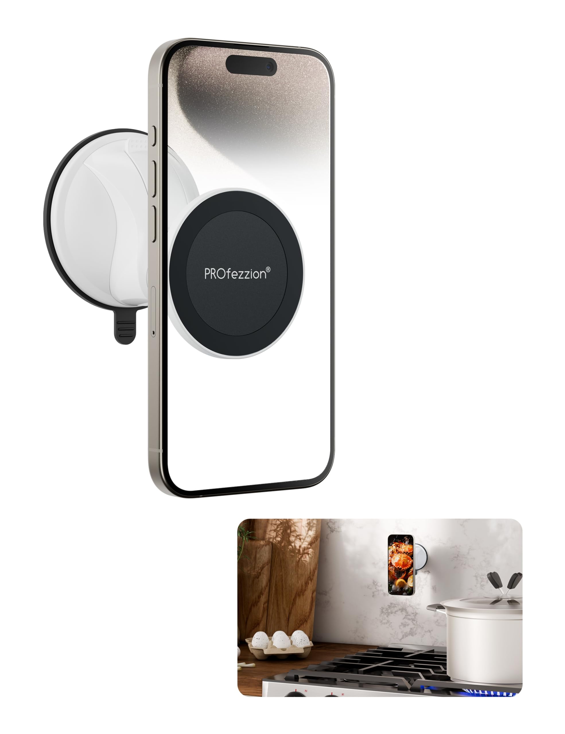 PROfezzion Multi-Surface Suction Mount SSF20 Detachable Magnetic Phone ...