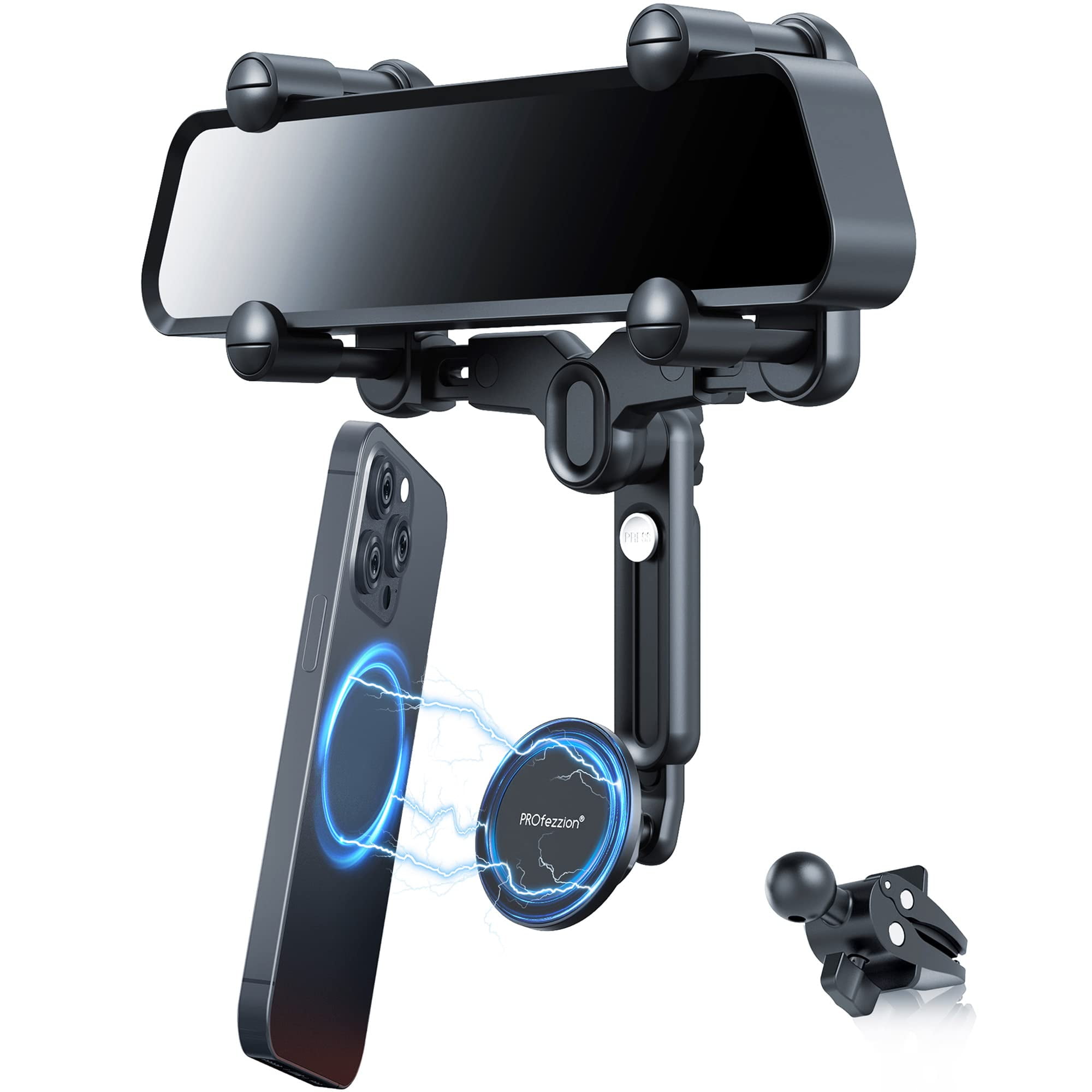 PROfezzion Rearview Mirror & Vent Clip Combo Magnetic Phone Holder ...