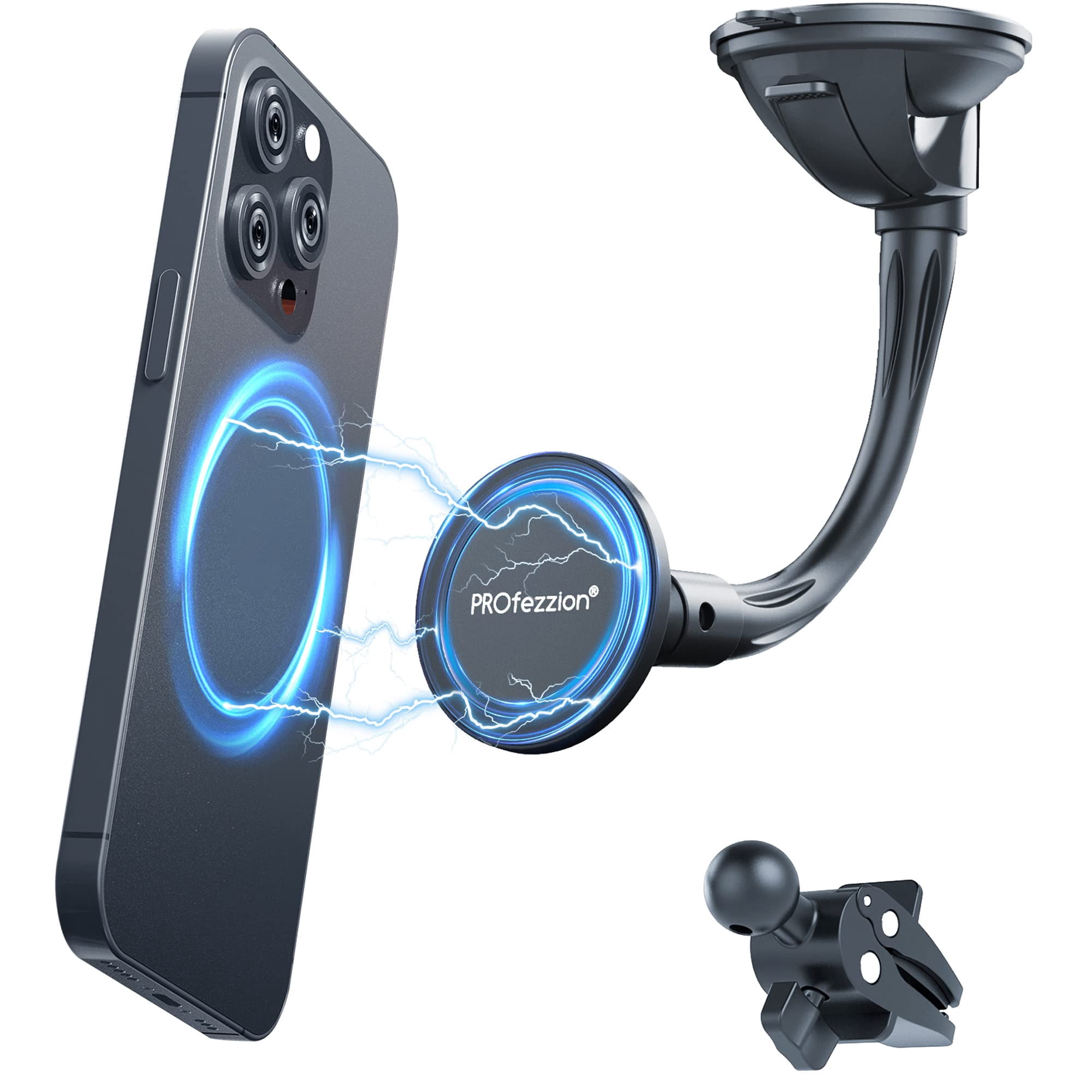 PROfezzion Suction Cup & Vent Clip Combo Magnetic Phone Holder ...