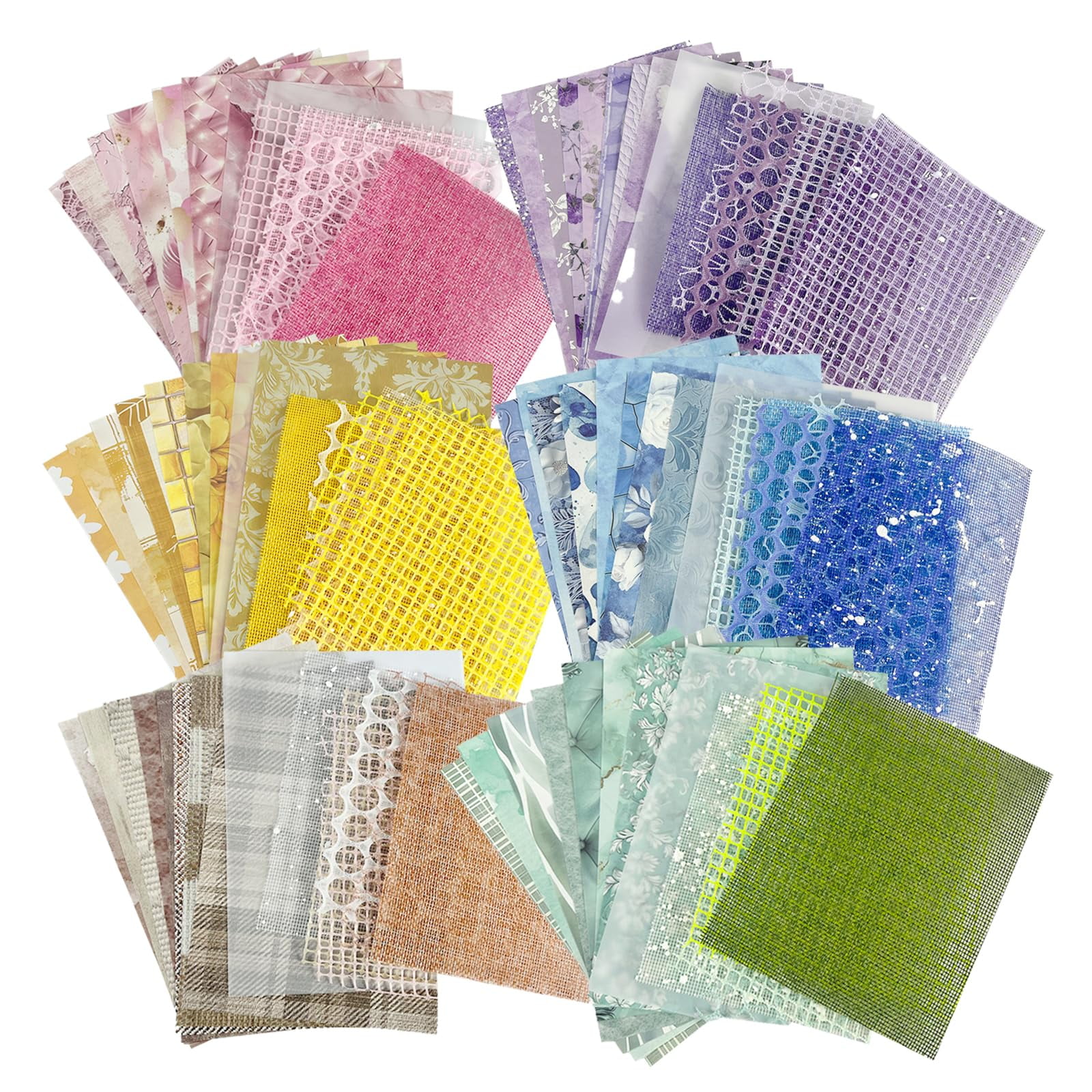 PRSTINCOL 90 Sheets Scrapbook DHF10 Paper with Mesh Fabric,6 Pack ...