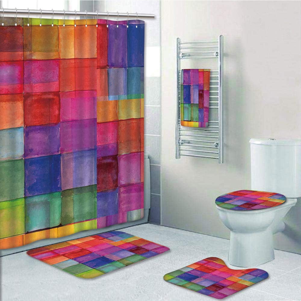 PRTAU Abstract Rainbow Colored Geometric Square Shaped with Blurry Hazy ...