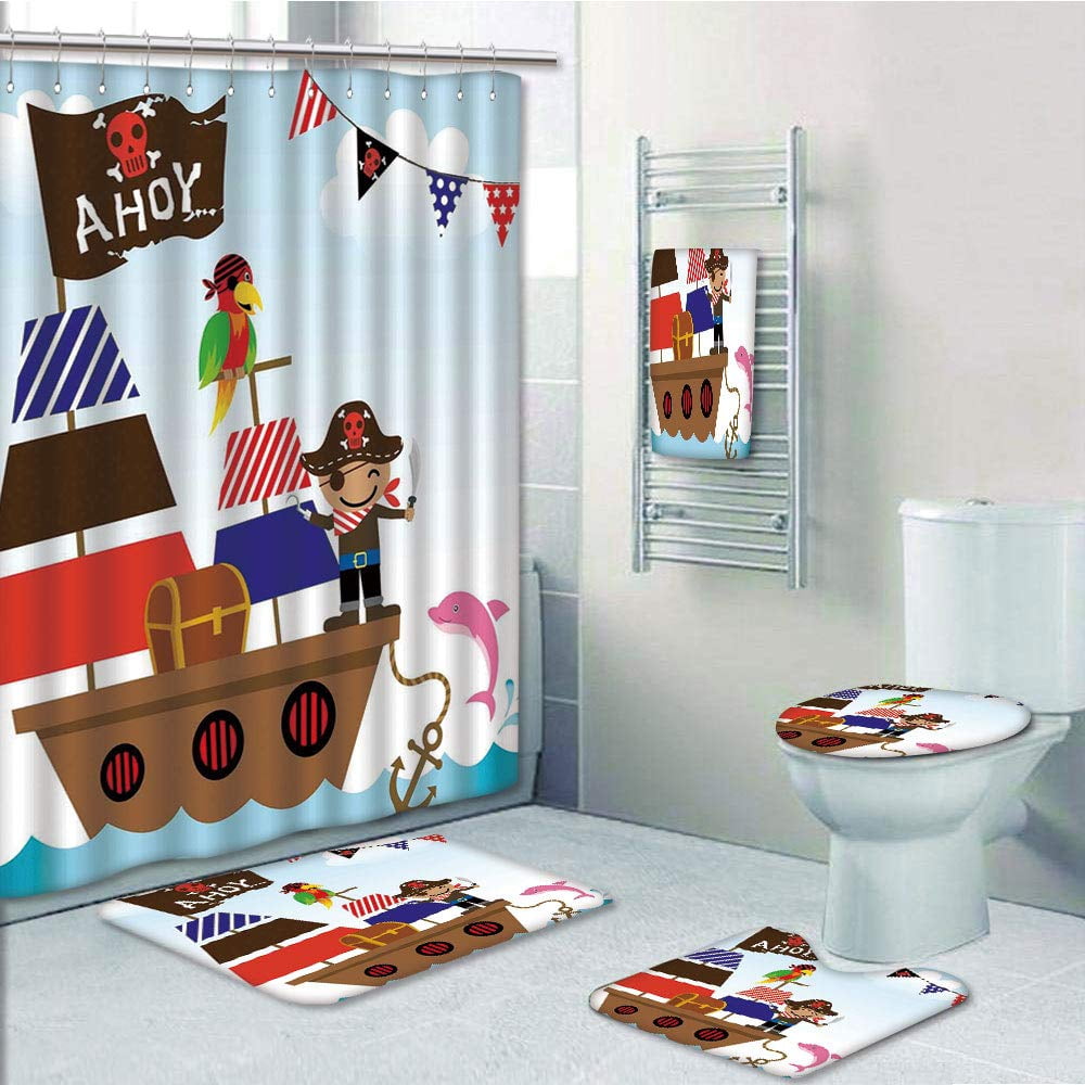 PRTAU Ahoy Its a Boy Cute Pirate Kids Treasure Chest with Ship on Ocean ...