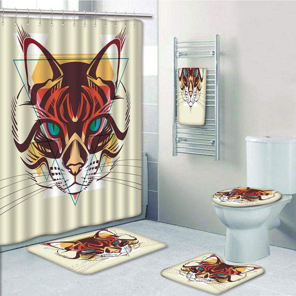 PRTAU Animal Cat Portrait with Funk Color Effects Cute Kitty Whiskers ...