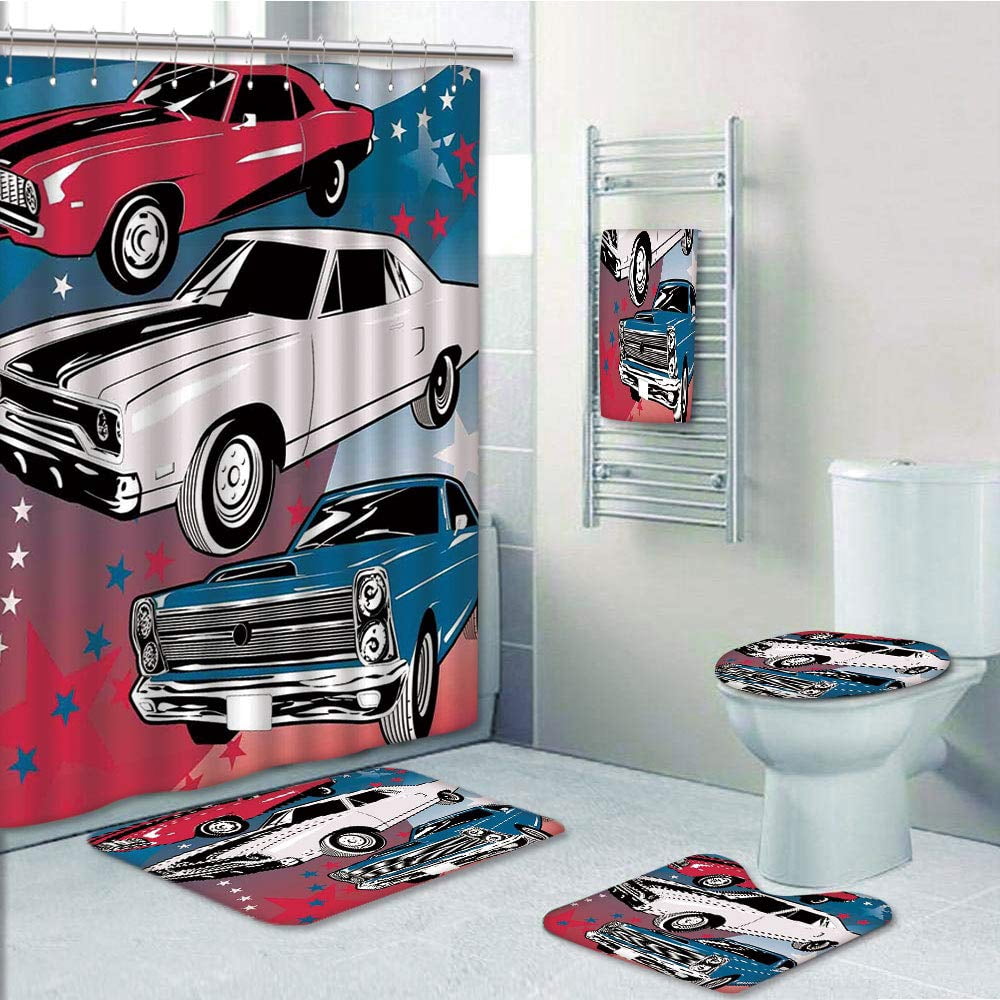 PRTAU Cars Pop Stylized Group of Nostalgic American Muscle Cars with ...