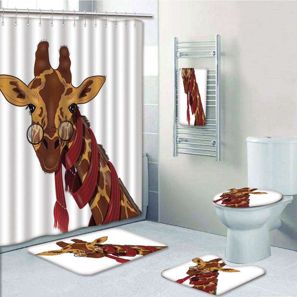 PRTAU Cartoon of Giraffe Wearing Glasses in a Red Scarf Smart Looking ...