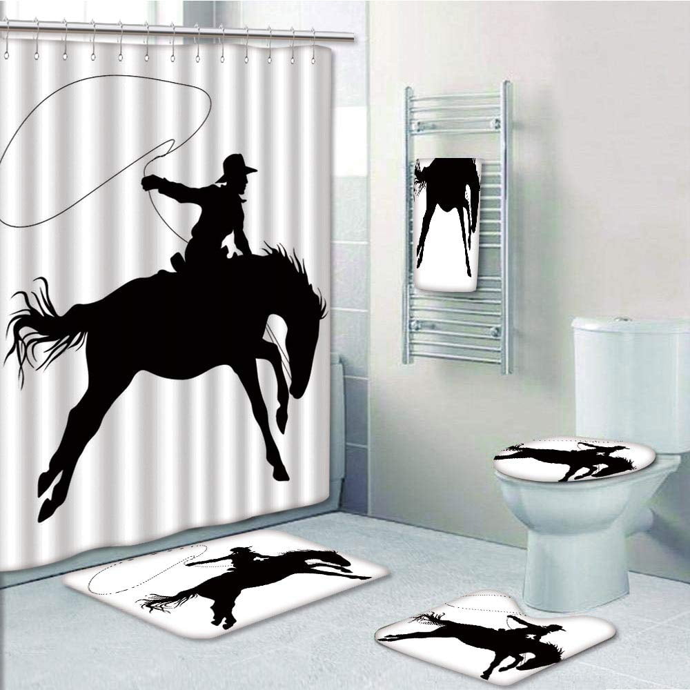 PRTAU Cartoon Silhouette of Cowboy Riding Horse Rider Rope Sport ...