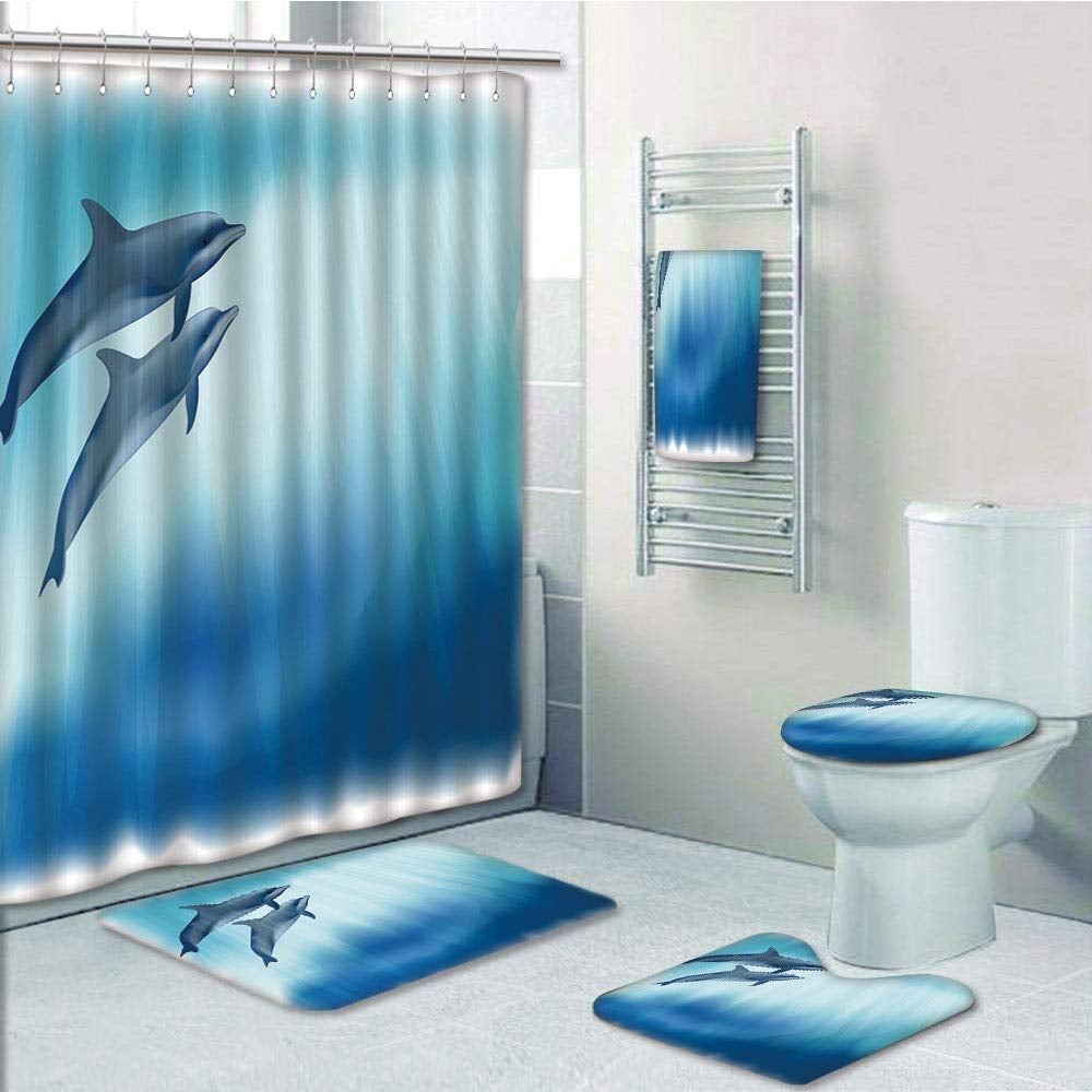 PRTAU Dolphin Underwater Scene with Two Ocean Mammals in Watercolor ...