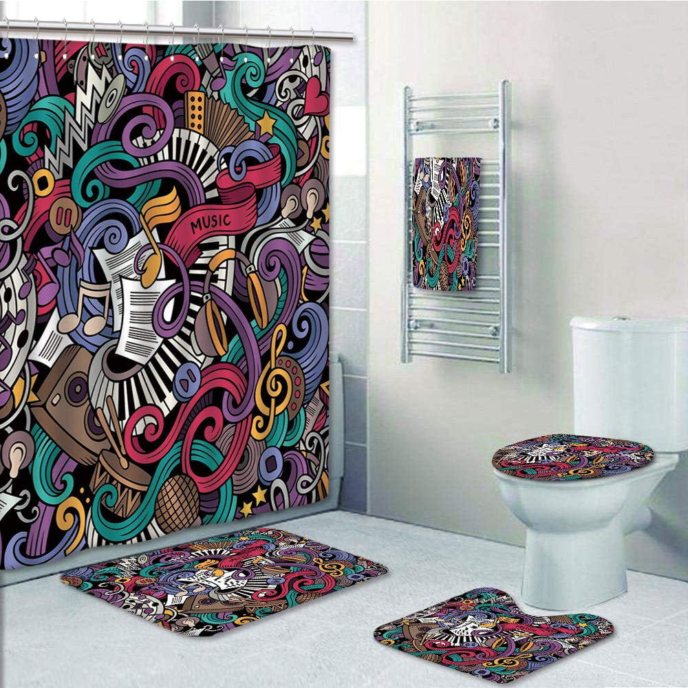 PRTAU Doodle Music Hand Drawn Abstract Instruments Microphone Drums ...