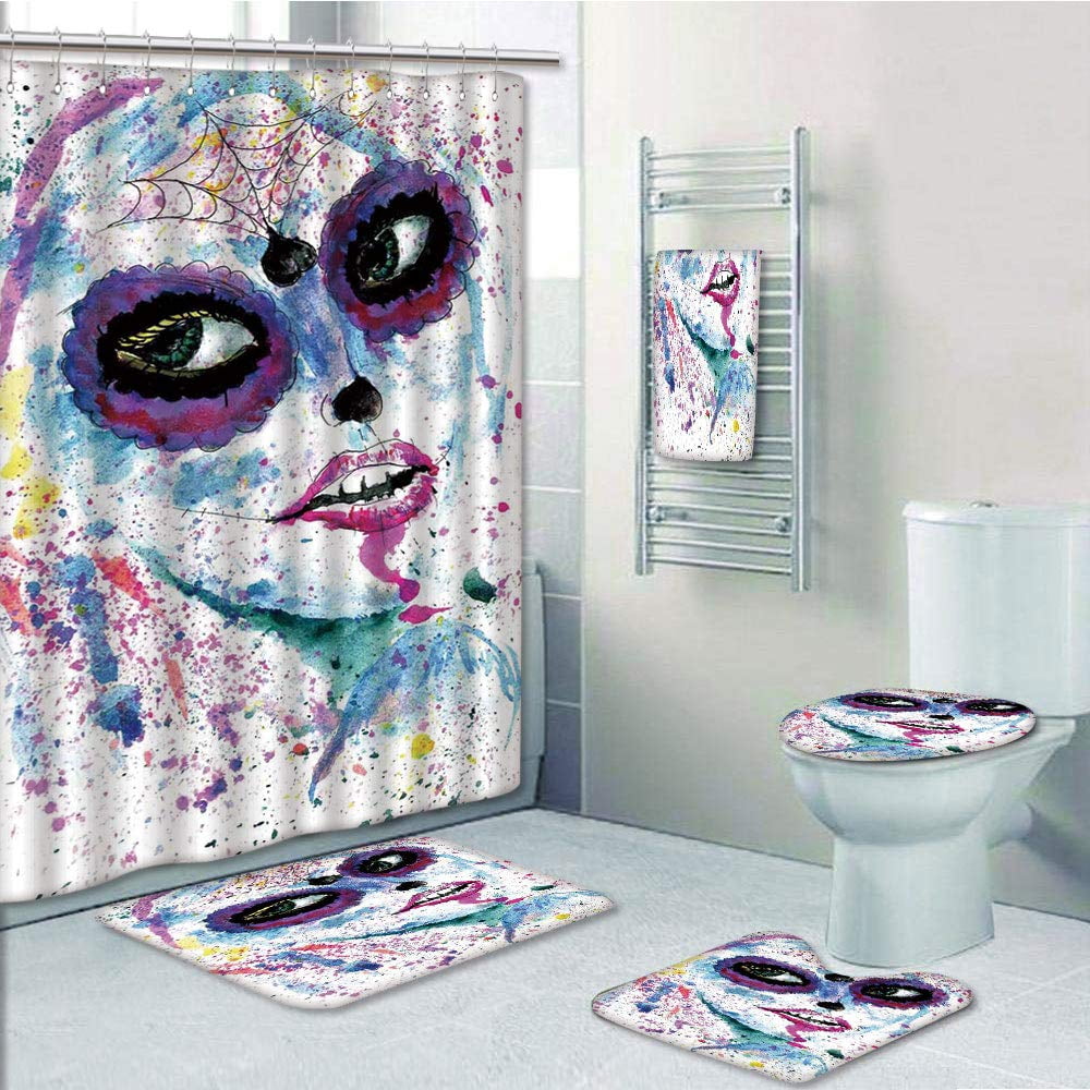 PRTAU Girls Grunge Halloween Lady with Sugar Skull Make Up Creepy Dead ...
