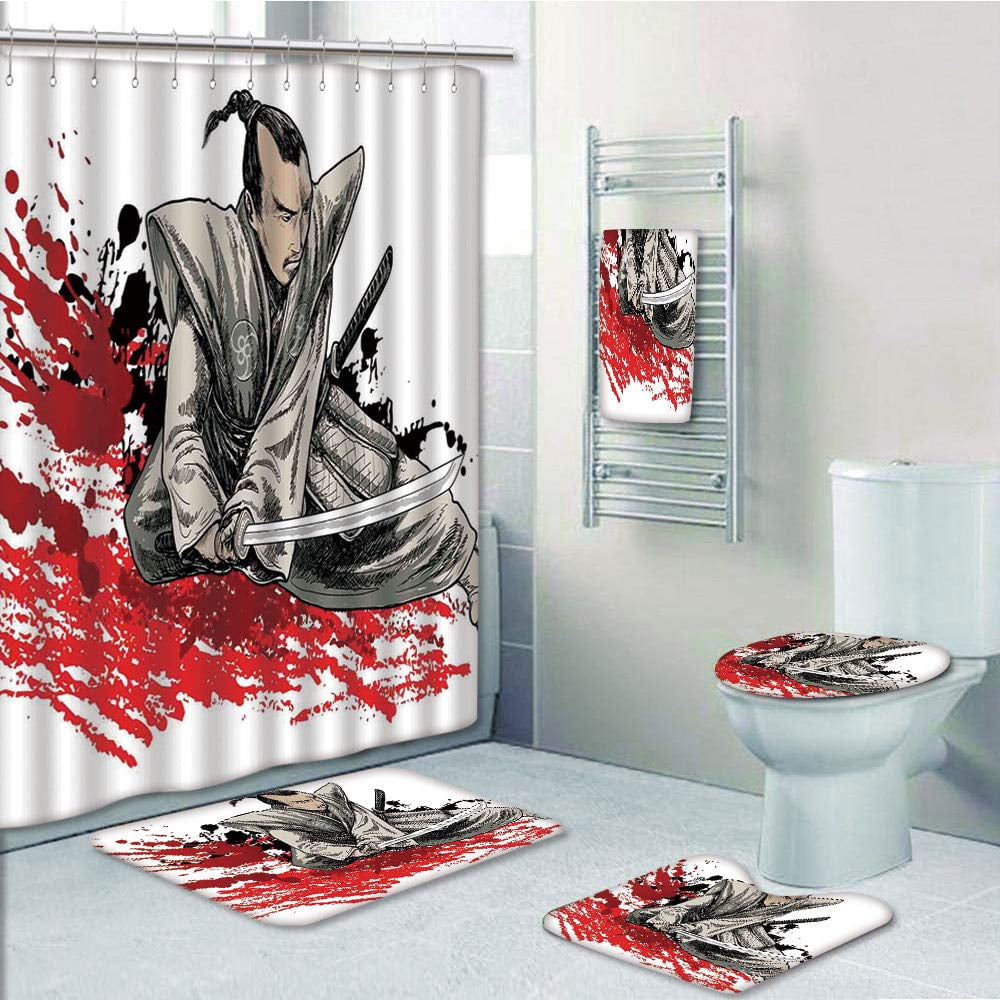 PRTAU Japanese Warrior Holding a Katana in Ninja Clothes on Grunge ...