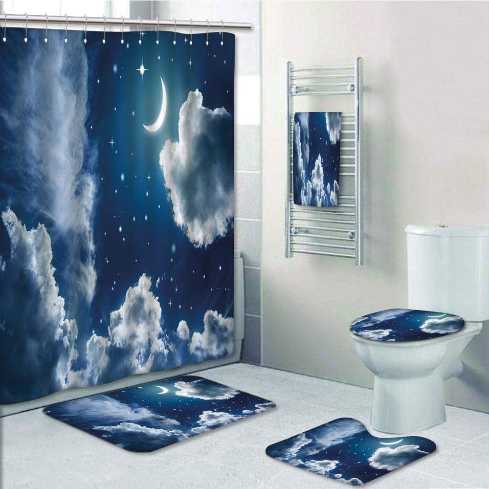 PRTAU Night Sky Cartoon Kids Children Fairytale Clouds Alluring Moon ...