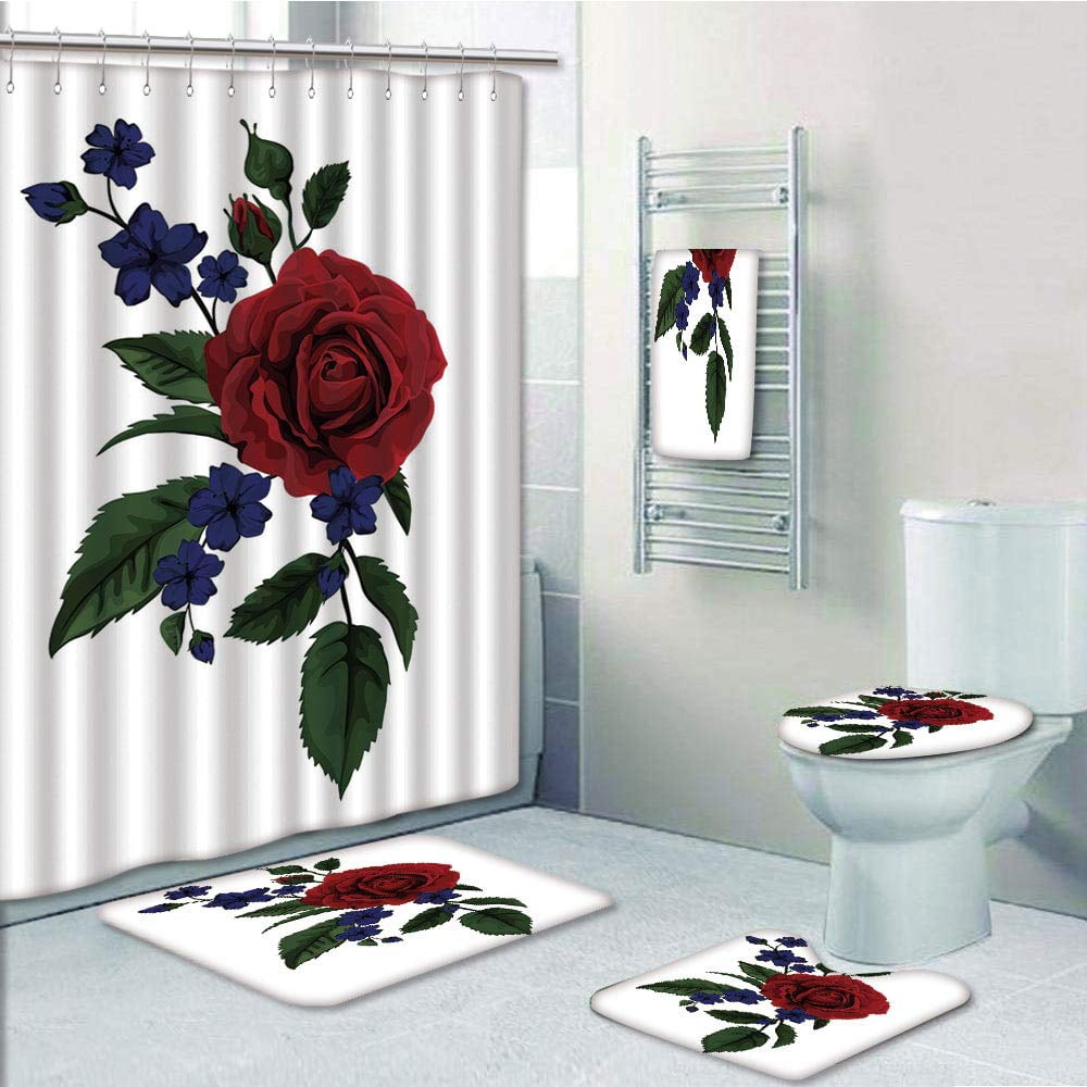 PRTAU Rose Rosebud with Little Blossoms Leaves Love Passion Artful Ruby ...