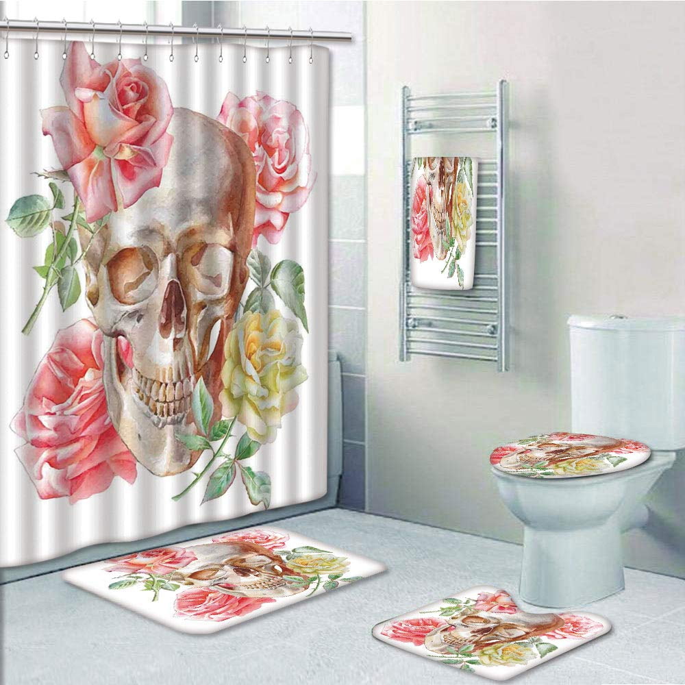 PRTAU Skull Skull with Roses Living the Dead Humor Romantic Evil Face ...