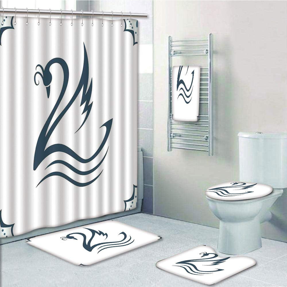PRTAU Swan Digital Monochrome Stylized Swan Shaped with Curves Heart ...