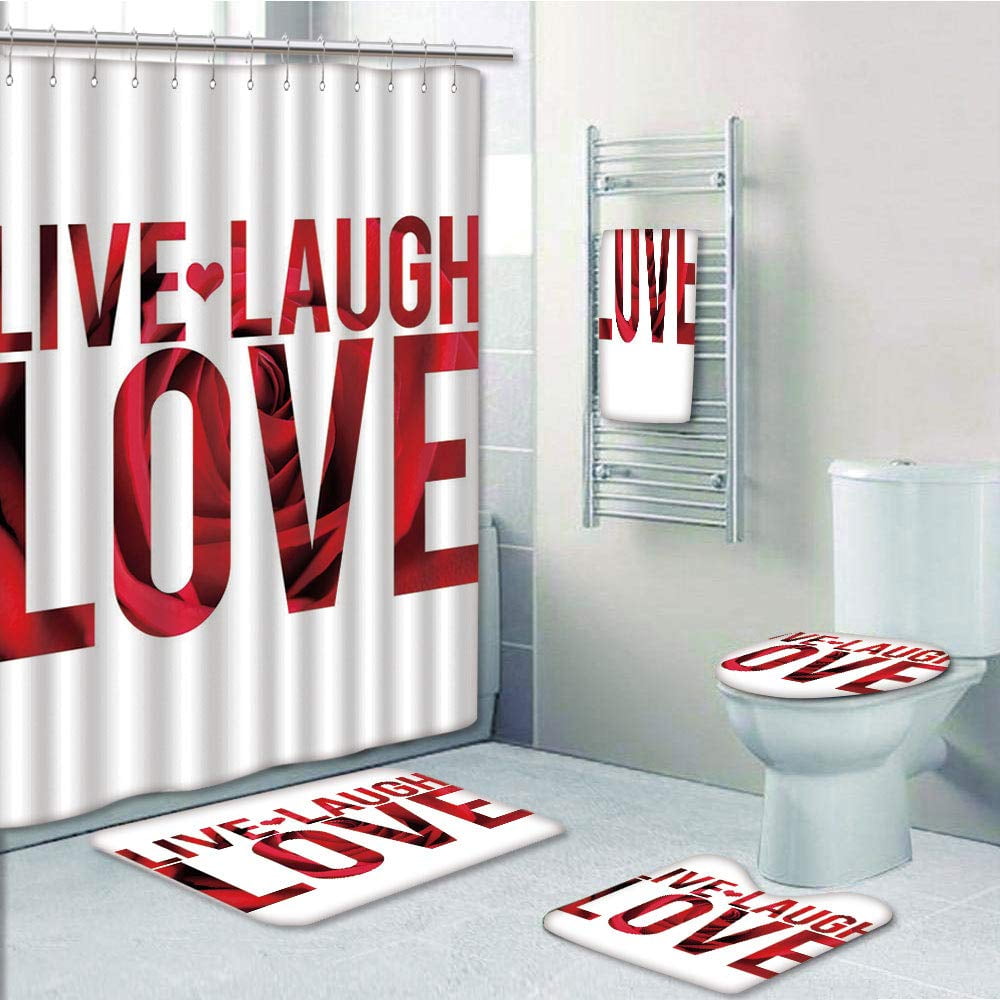 PRTAU Typo Montage Words with Macro Rose Petals Texture Red 5 Piece ...