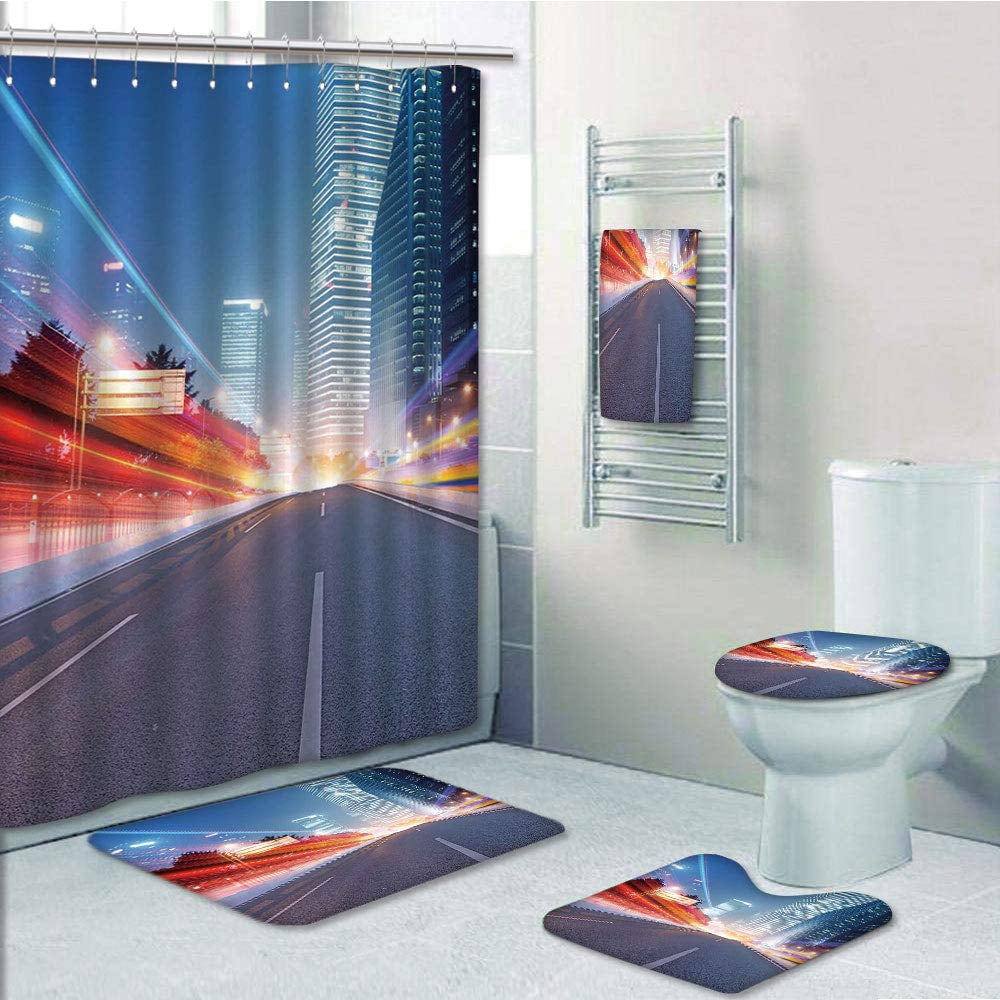 PRTAU Urban Asphalt Road Modern Cityscape Illuminated Metropolis ...