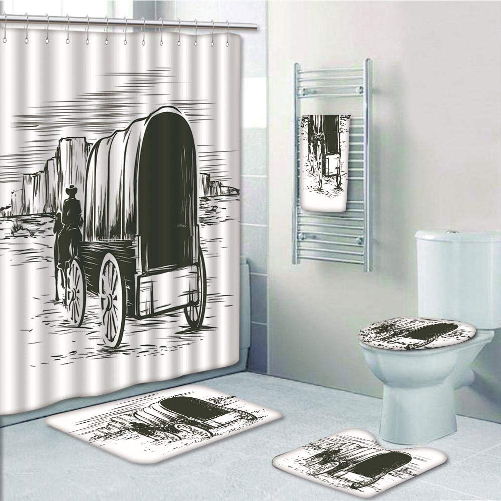 PRTAU Western Old Traditional Wagon Wild West Prairies Pioneer on Horse Transportation Cart 5 ...