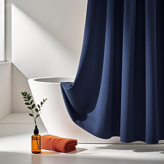 PRWLUS Extra Long Shower Liner, Polyester Solid Color Shower Curtain ...