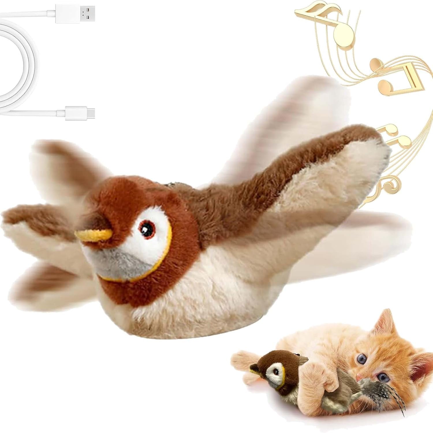 PRXD 2025 New Flying Bird Cat Toy, Interactive Chirping Bird Cat Toy ...