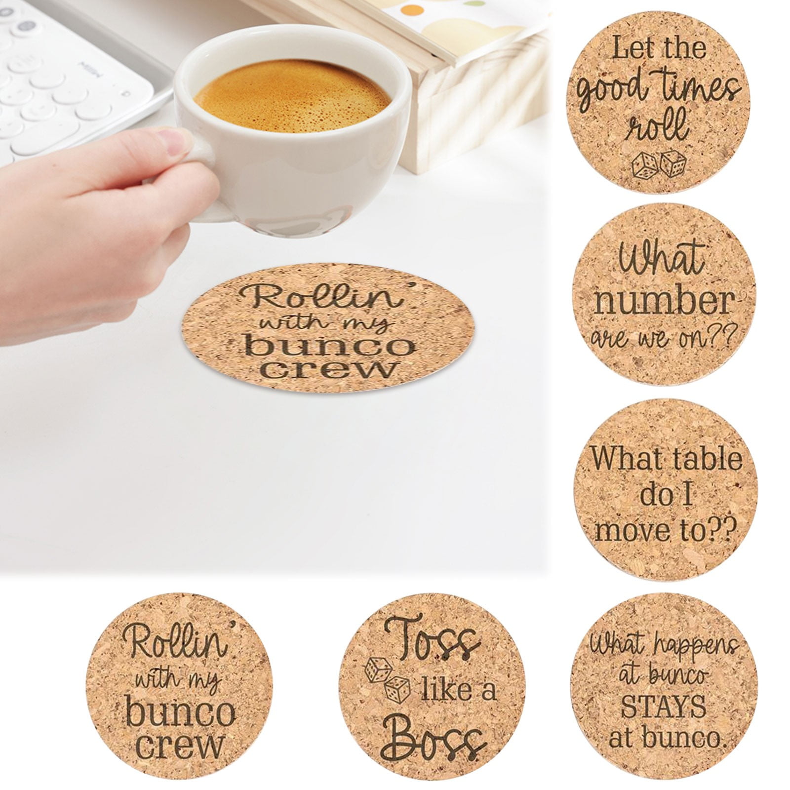 PRYESS Clearance Items: Vintage Bunco Game Wood Coasters (6Pcs), Retro ...