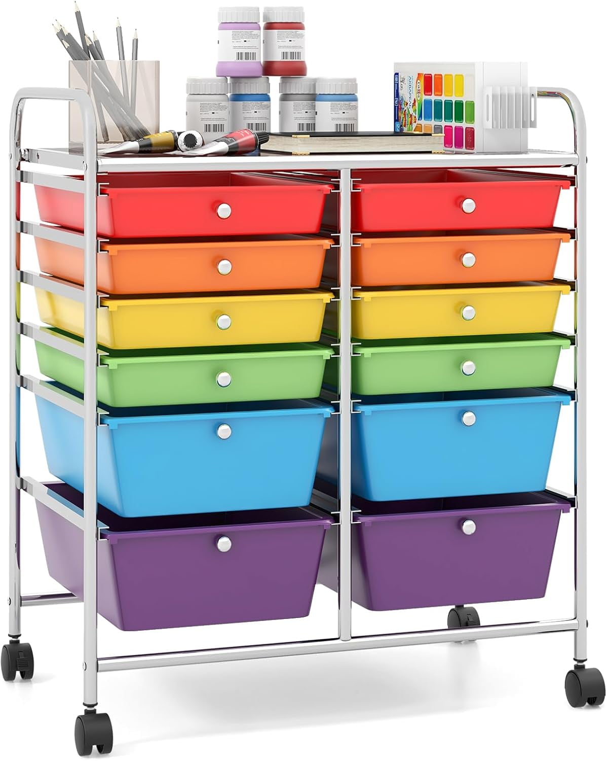 PRZL 12 Drawer Rolling Storage Cart Tools Scrapbook Paper Office School ...