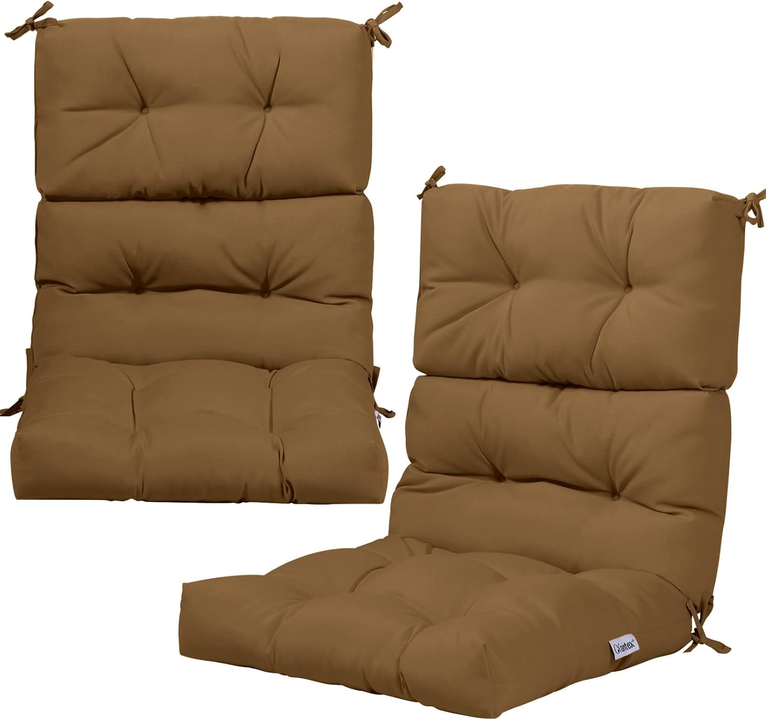 PRZL 2 Pack Tufted Outdoor Patio Chair Cushion 4.5", High Back Chair ...
