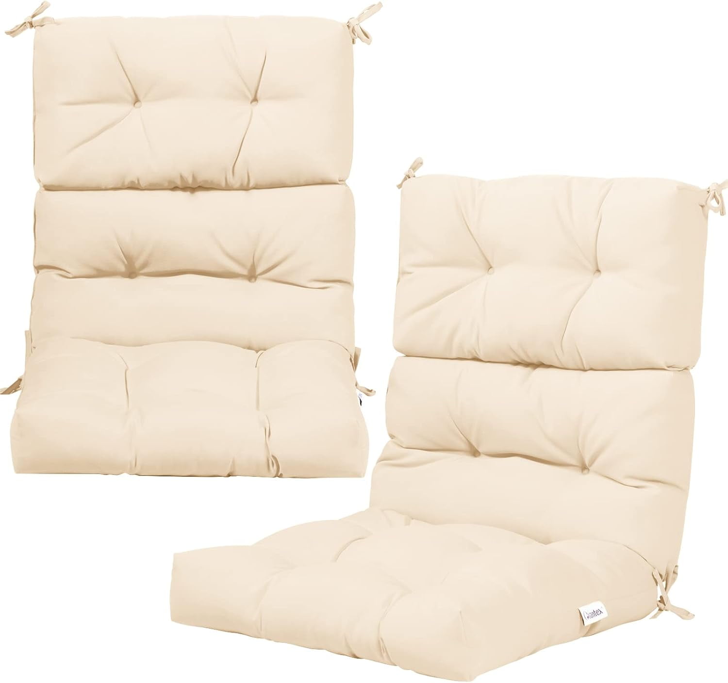 PRZL 2 Pack Tufted Patio Cushion, Outdoor High Back Chair Pads 4.5 Inch ...