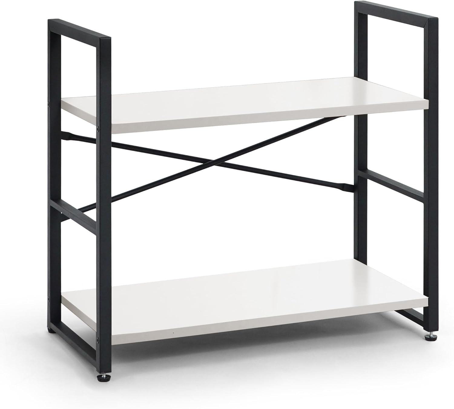 PRZL 2 Tier Small Bookshelf, Bookcase Shelf Storage Organizer for ...