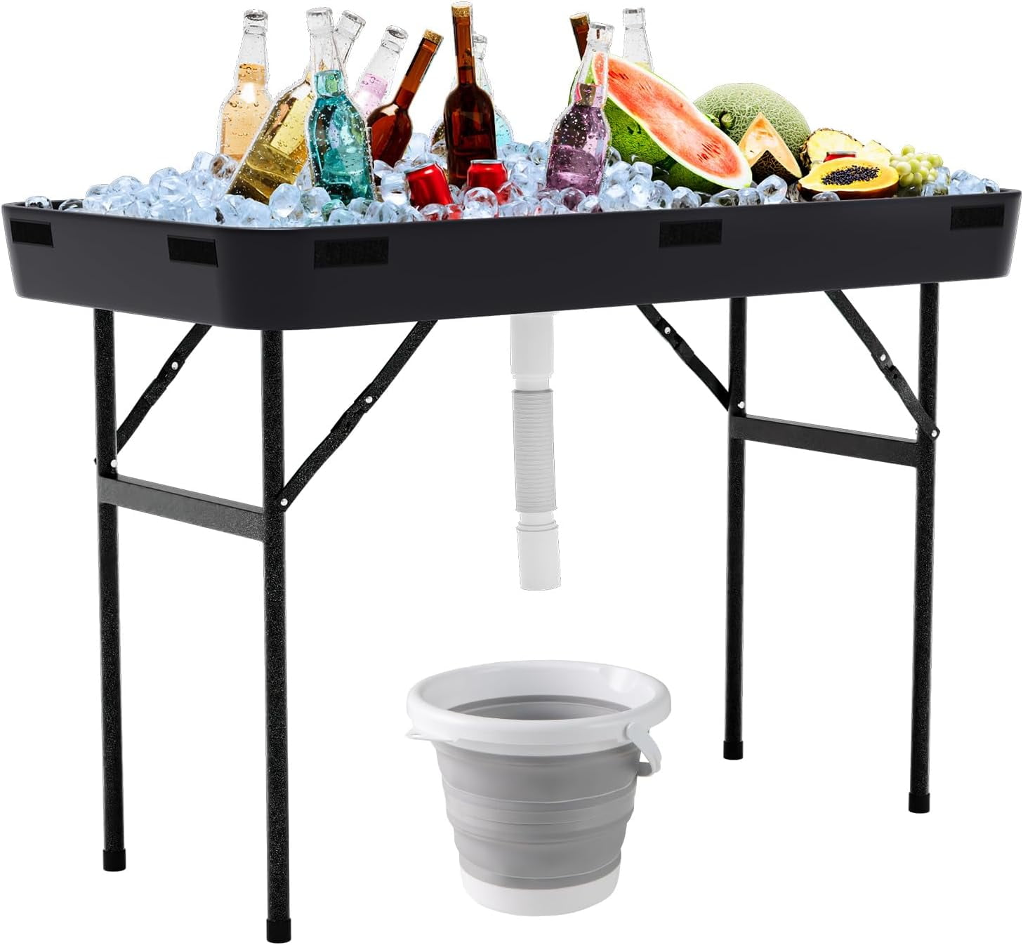PRZL 4 Foot Ice Tables for Parties with Drain, Folding Cooler Table ...