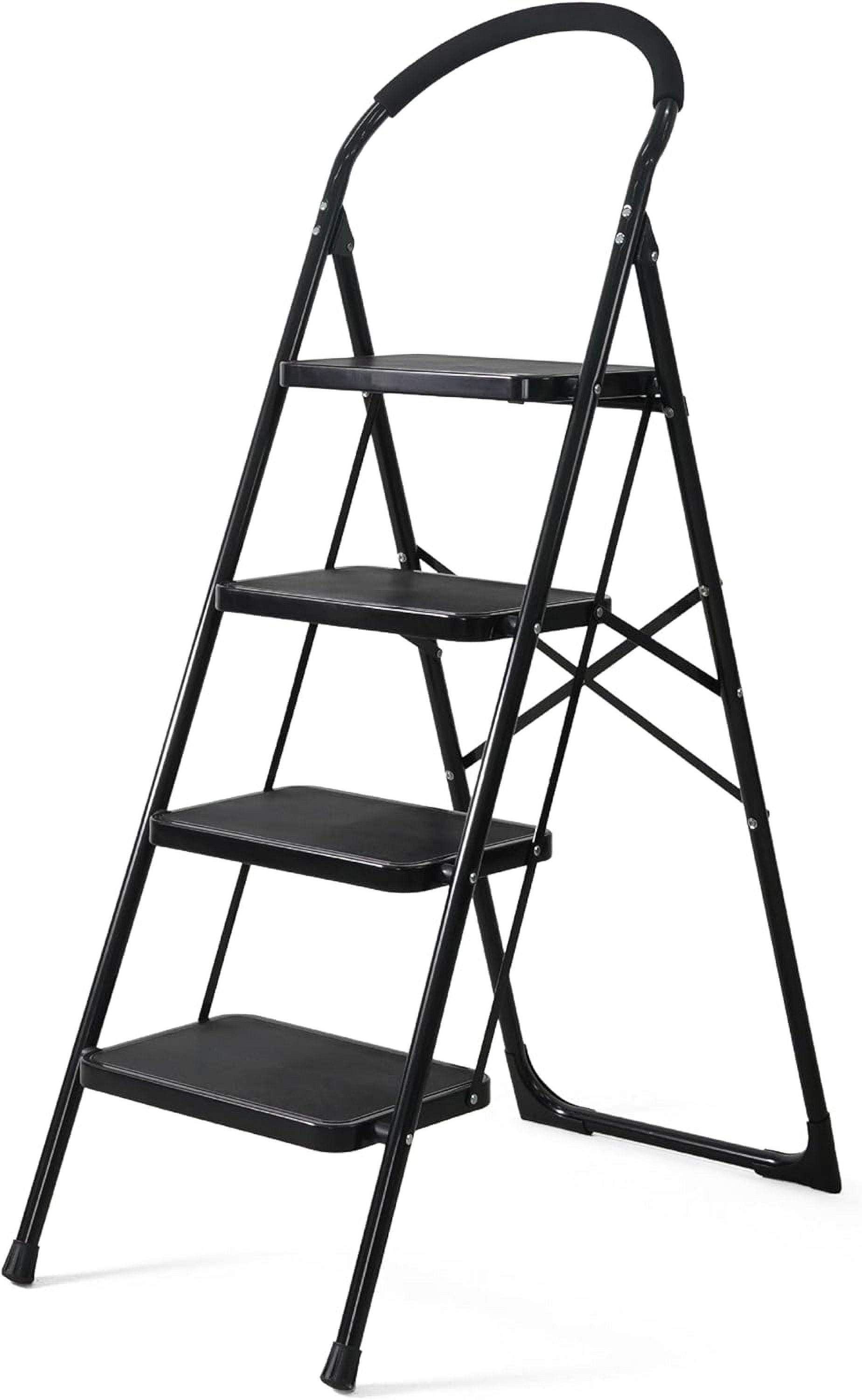 PRZL 4-Step Ladder, Portable Folding Step Stool with Extra Wide Anti ...