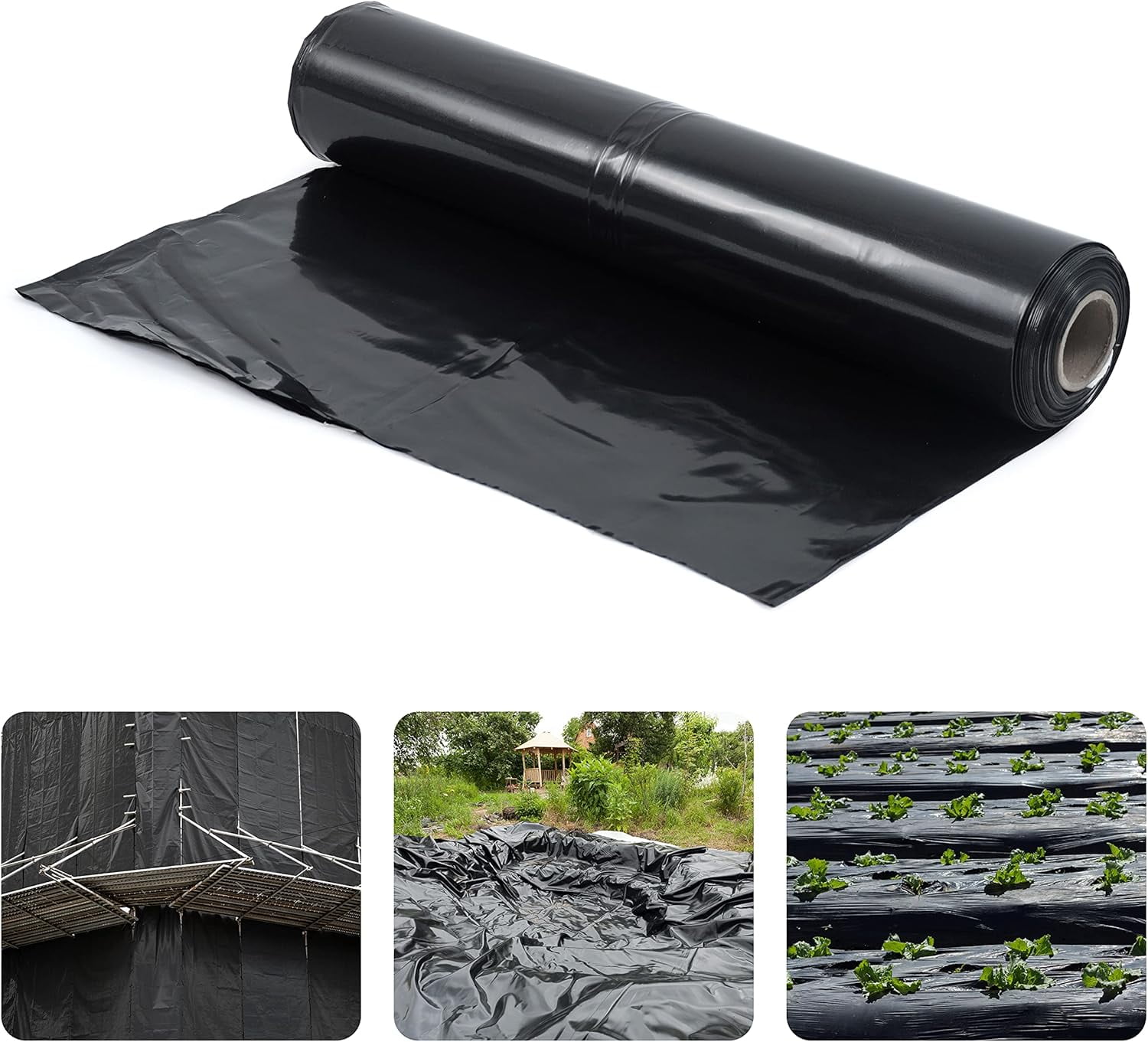 PRZL 4 mil Black Plastic Sheeting, Roll of Heavy-Duty Plastic Sheet, Polyethylene Vapor Barrier ...