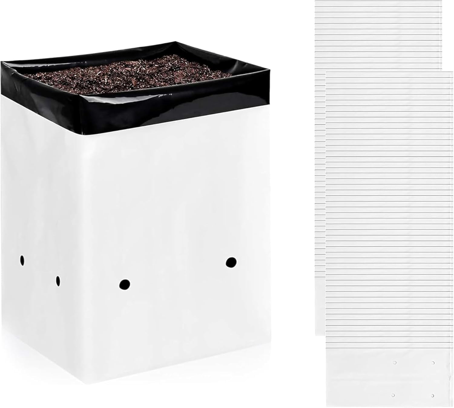 PRZL 5 Gallon 100 Pack Grow Bags Black and White Panda Film Containers ...