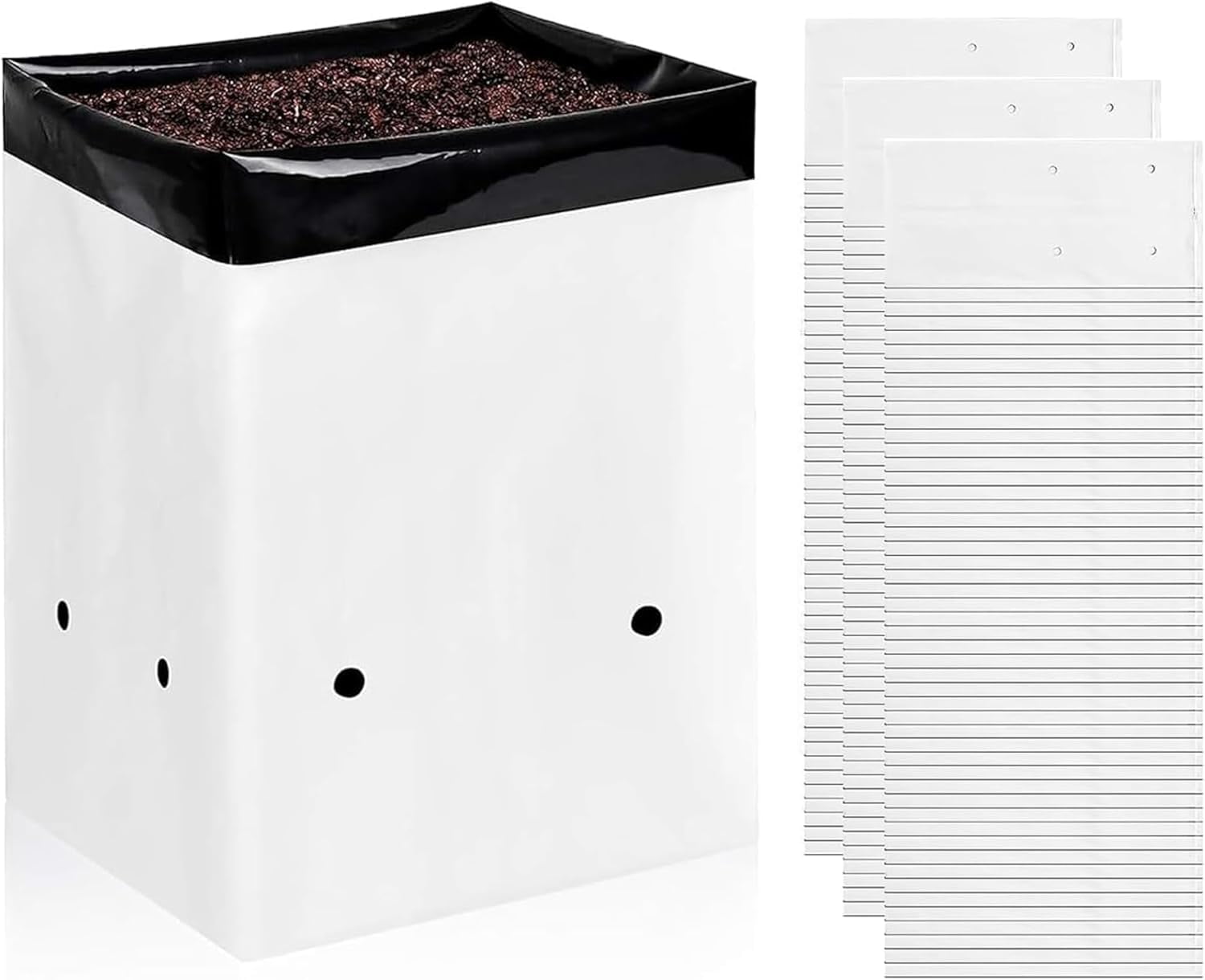 PRZL 5 Gallon 150 Pack Grow Bags Black and White Panda Film Containers ...
