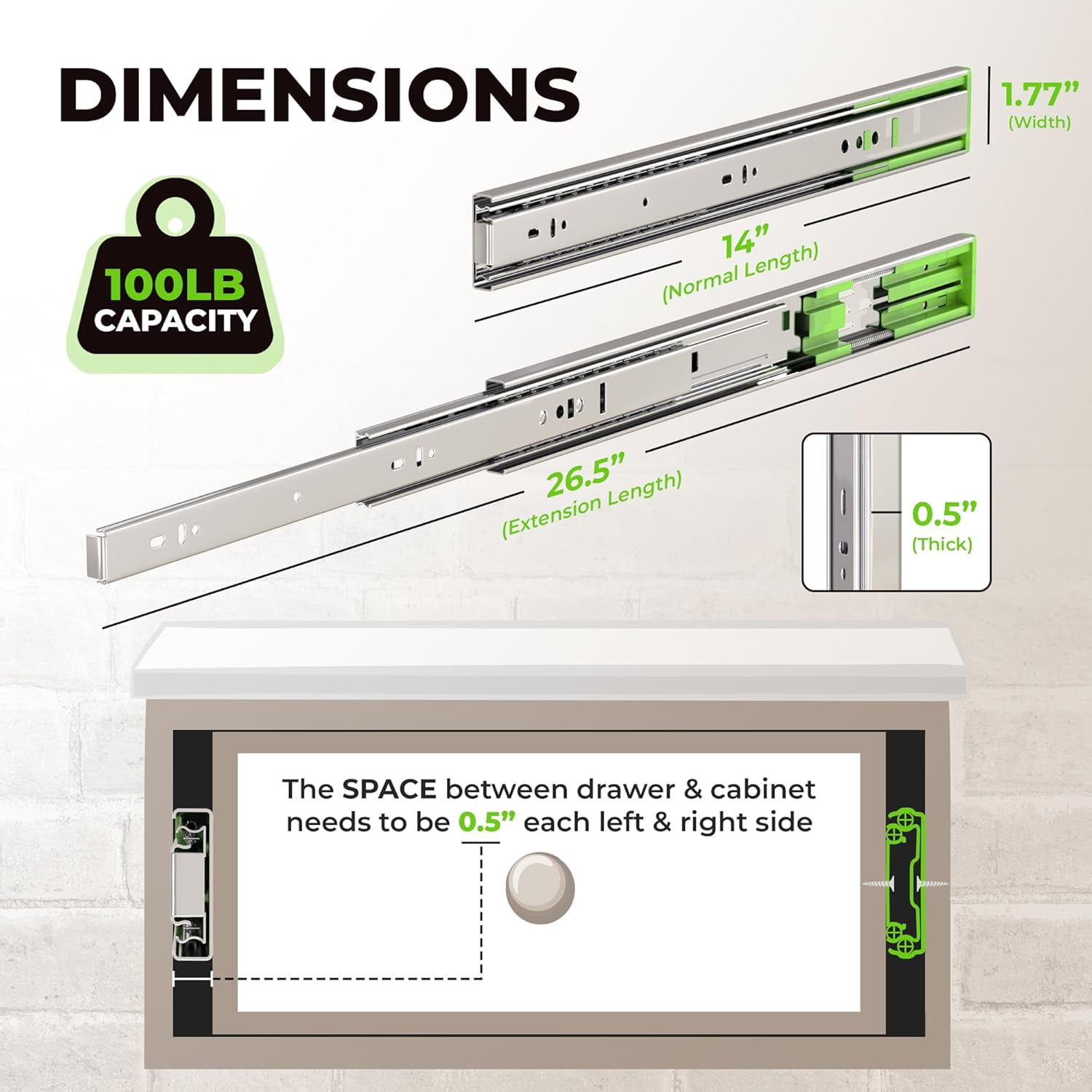 PRZL 5 Pairs | 14" Heavy Duty Soft Close Cabinet Drawer Slides | 150 ...