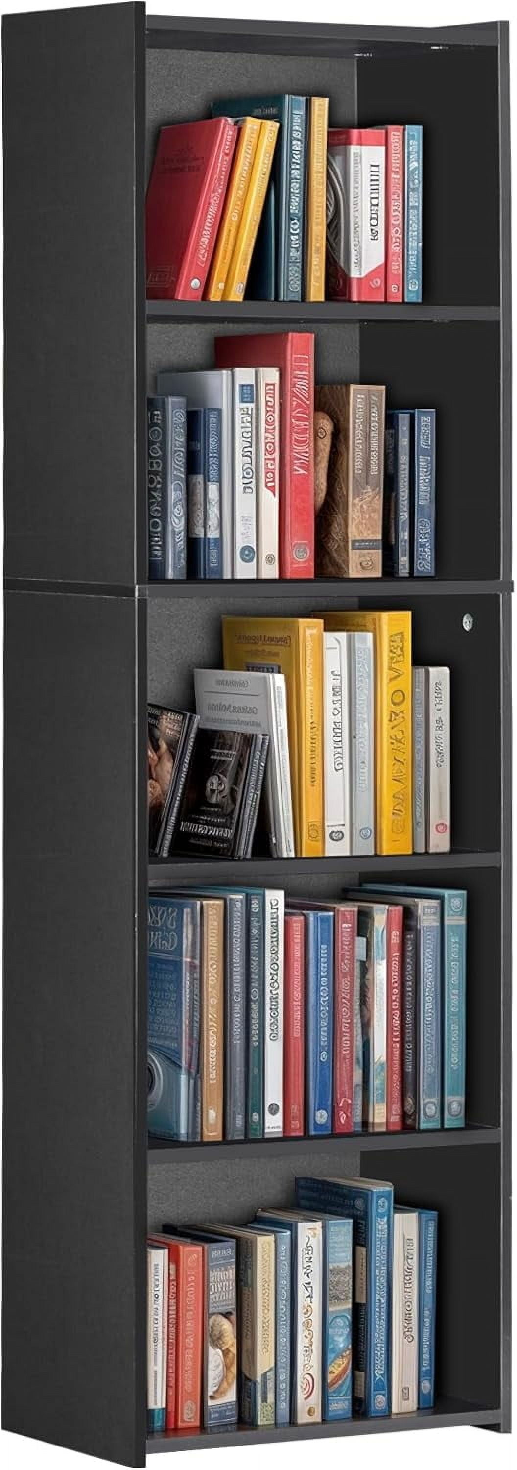 PRZL 5 Tier Open Bookshelf, 52 Inch Bookcase Storage Rack for CDs ...