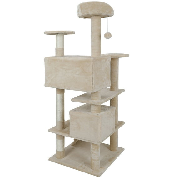 PRZL 54 Inch Cat Tree, Indoor Cat Tower Condo, Multi-Level Cat House ...