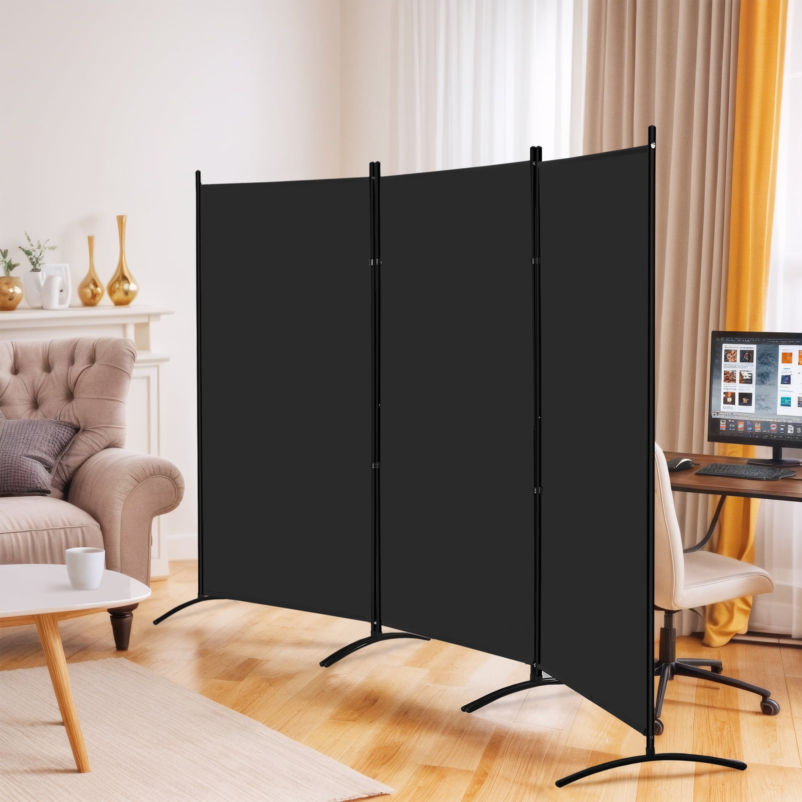 PRZL 6 FT Tall Room Divider Screen Fabric Wall Divider with Metal Frame ...