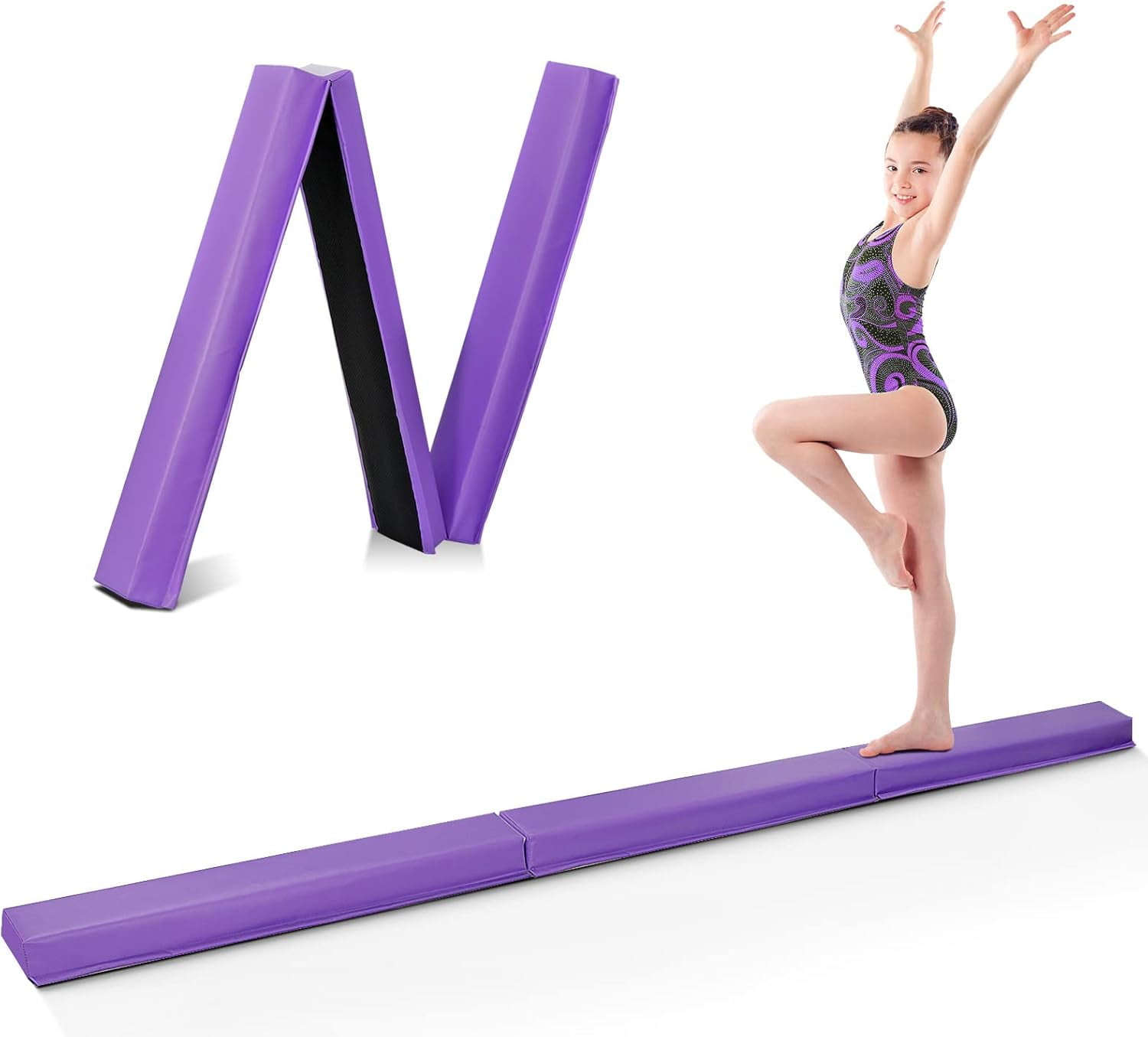 PRZL 9ft Folding Gymnastics Balance Beam Low Floor Balance Beam Bar ...