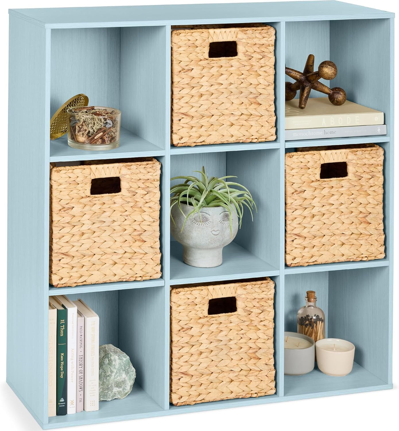 PRZL Bookcase 9-Cube Storage Organizer, 13.5in Shelf Opening, Bookshelf ...
