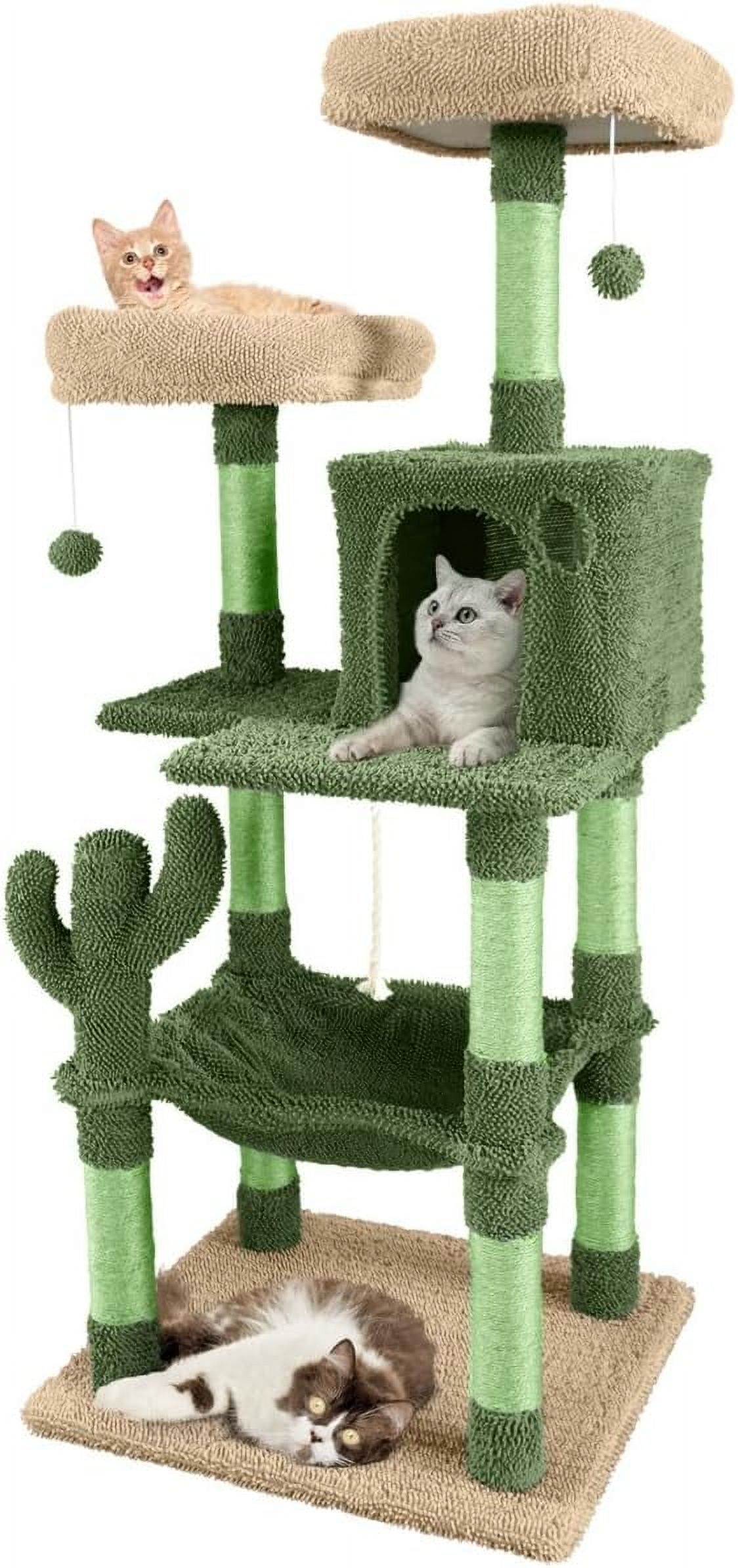 PRZL Cactus Cat Tree, Cactus Cat Tower for Indoor Cats, Multi-Level Cat ...